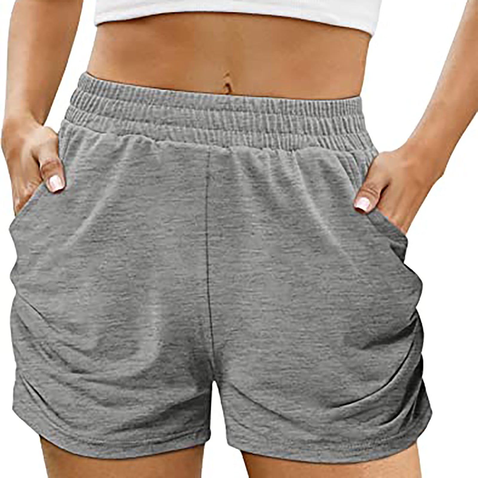 XWSHYW Shorts for Women, Casual Wear Work Out Shorts Solid Shorts with ...