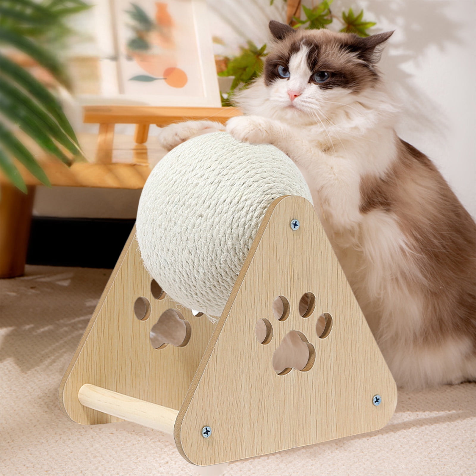 EDHITNR Sisal Cat Scratching Ball Roller, Rotating Wheel Cat Toy with ...