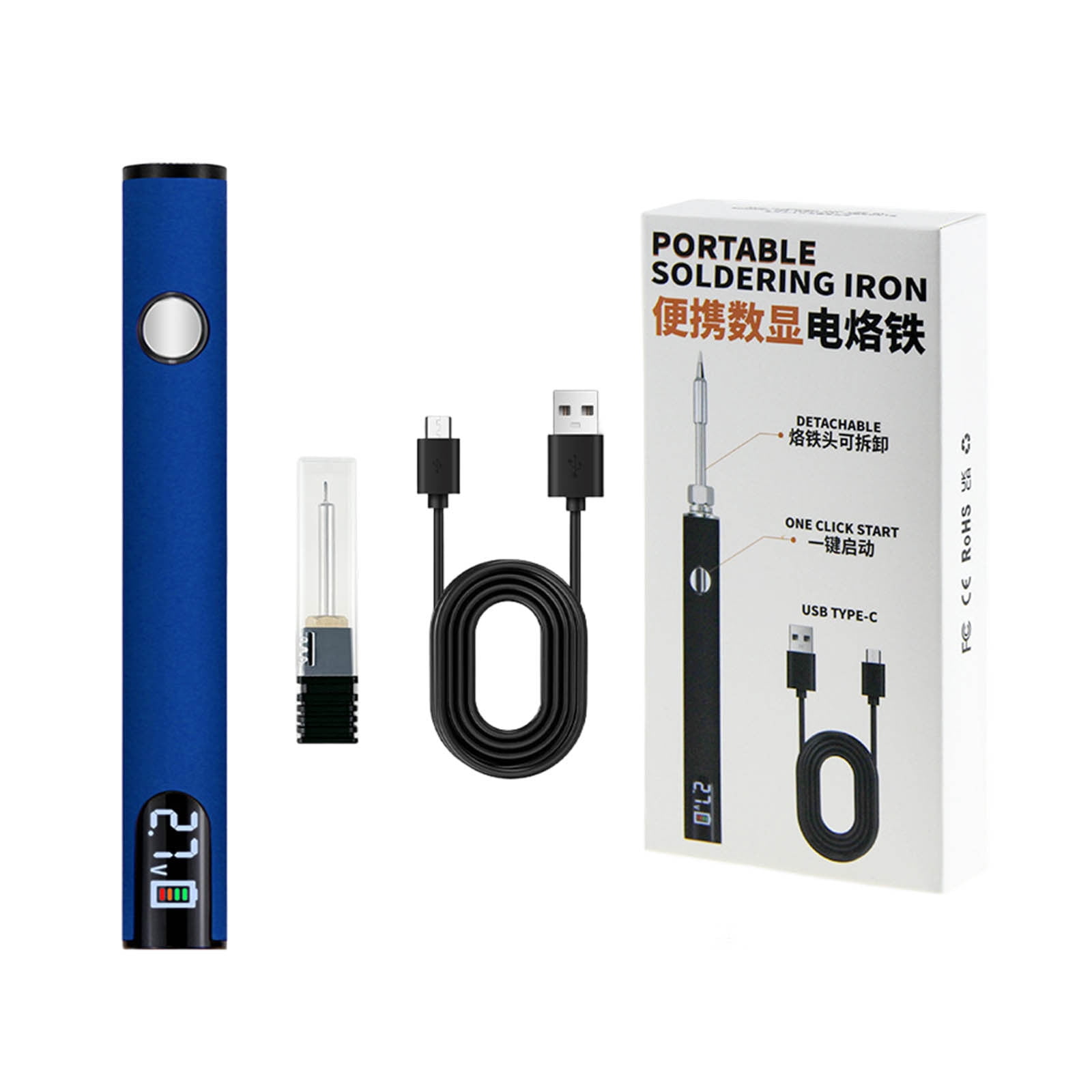 EDHITNR USB Soldering Iron, 510 Threaded Connector with LED Display ...