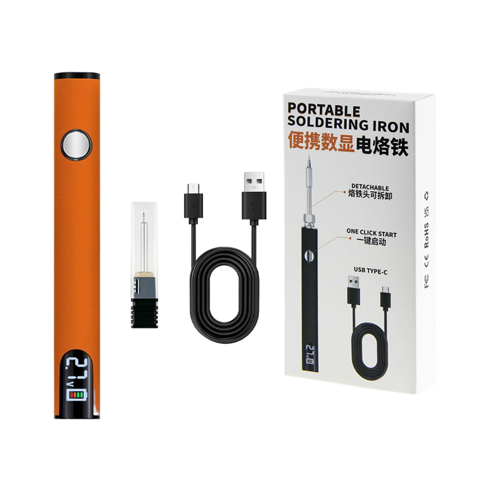 EDHITNR USB Soldering Iron, 510 Threaded Connector with LED Display ...