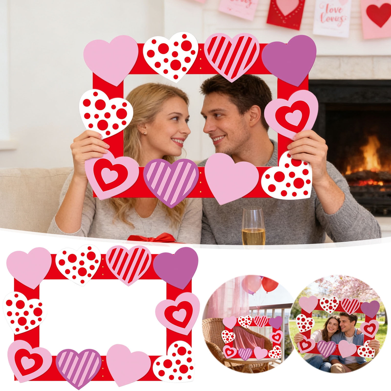 EDHITNR Valentine's Day Photo Frame, Large Heart Couple Photo Prop ...