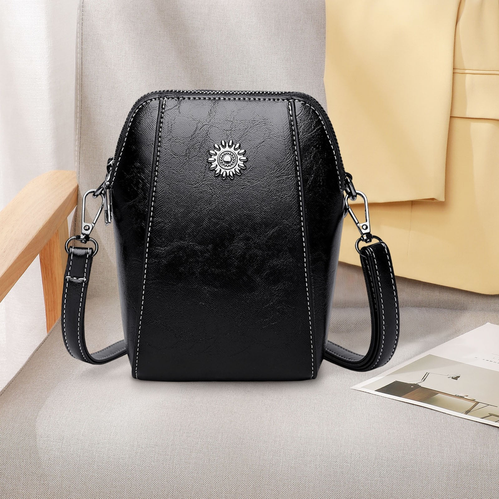 EDHITNR Vertical Cellphone Crossbody Bag, Multi Compartment Small ...