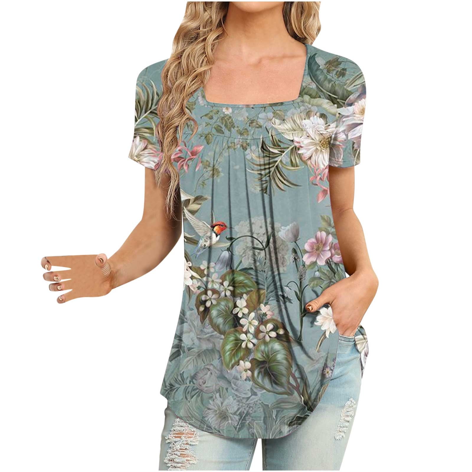 Edhitnr Women Clothing Womens Fashion 3 4 Sleeves Round Neck Tops