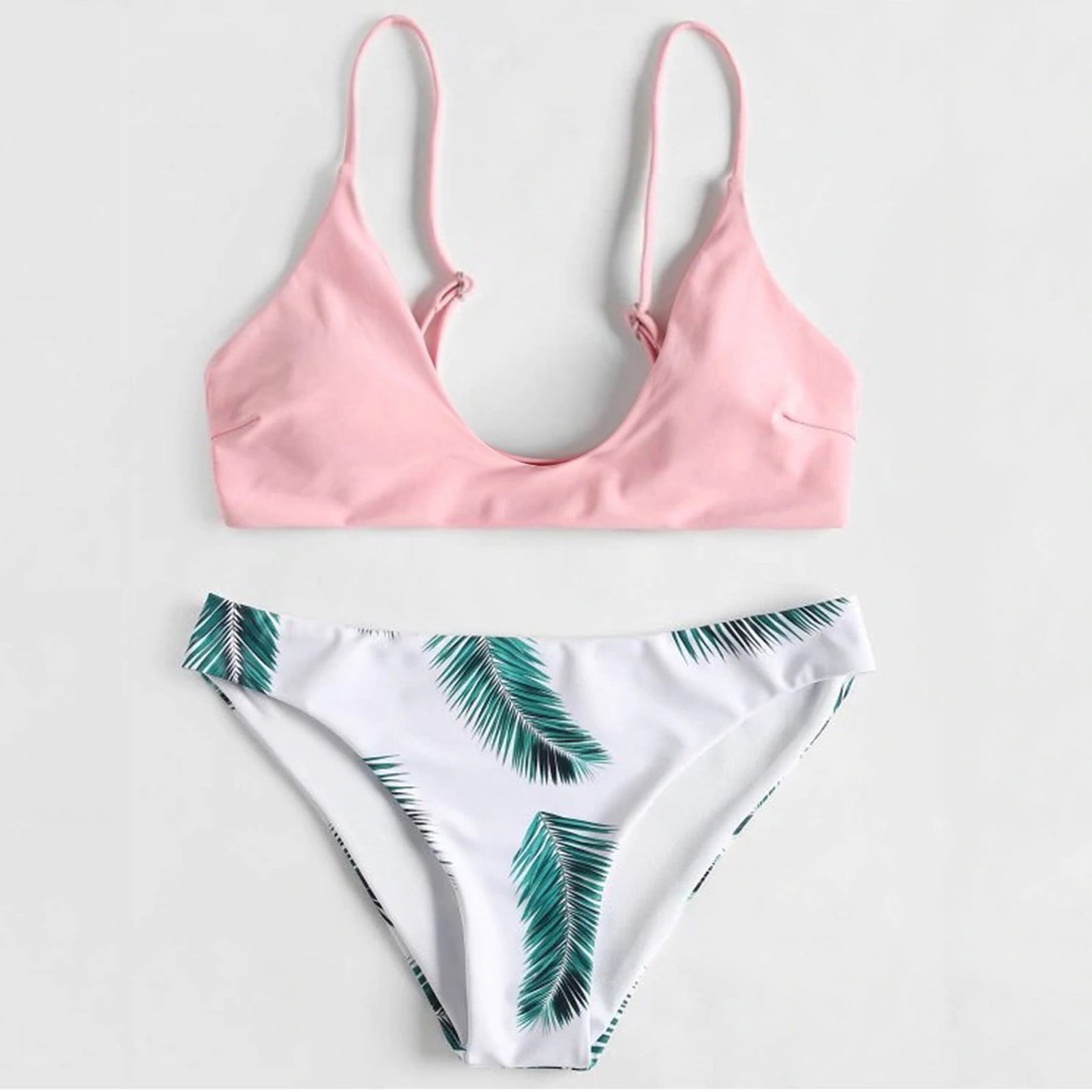 Edhitnr Women Swimsuits Summer Fashion Floral Pattern Spaghetti Straps