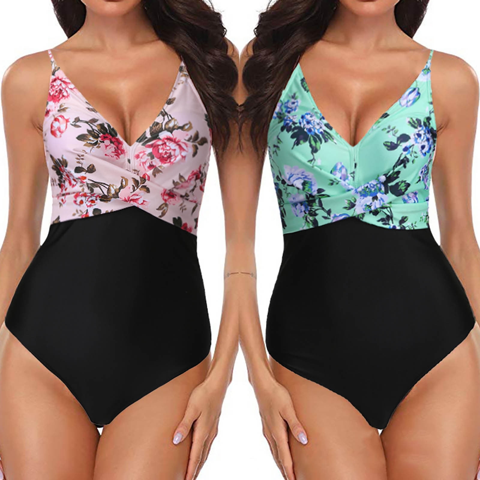 Edhitnr Womens One Piece Swimsuits Sexy V Neck Spaghetti Straps One