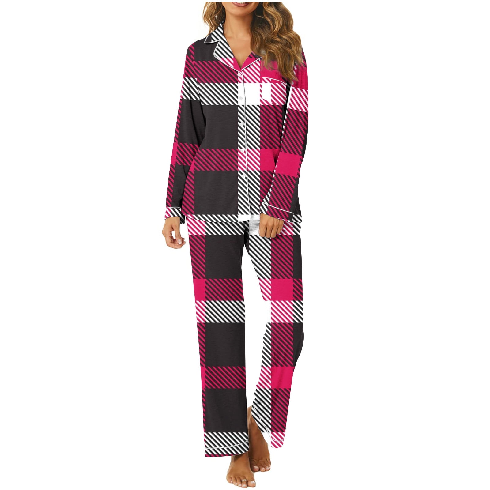 Cyber Monday Deals Xwshyw Womens Pajamas Set Clearance 2 Pcs Crew Neck