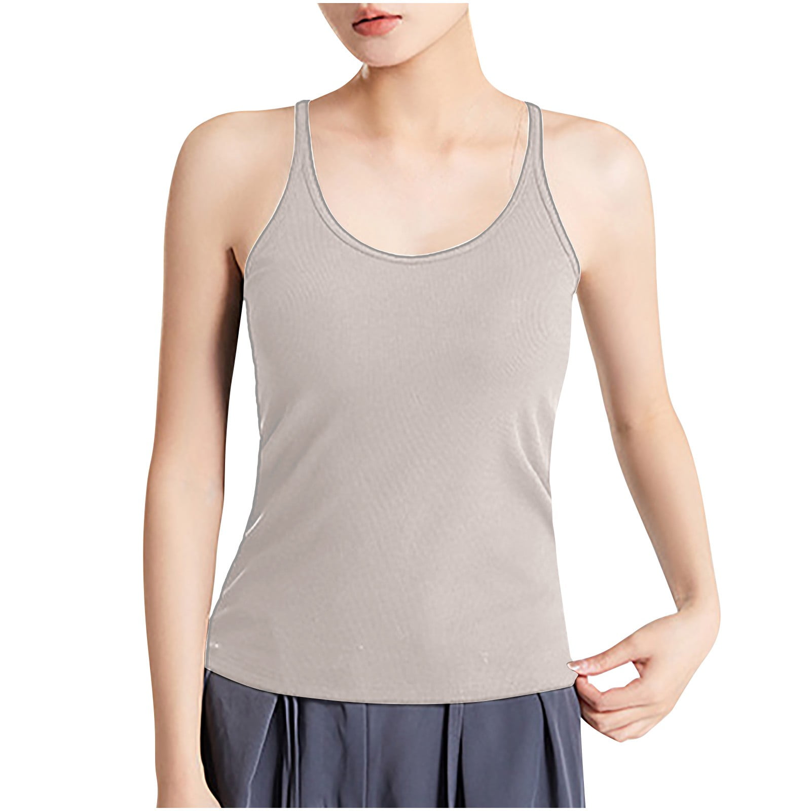 XWSHYW Tank Tops for Women Under $5 Summer Solid Color Crew Neck Camisole Blouses Leisure Slim ...