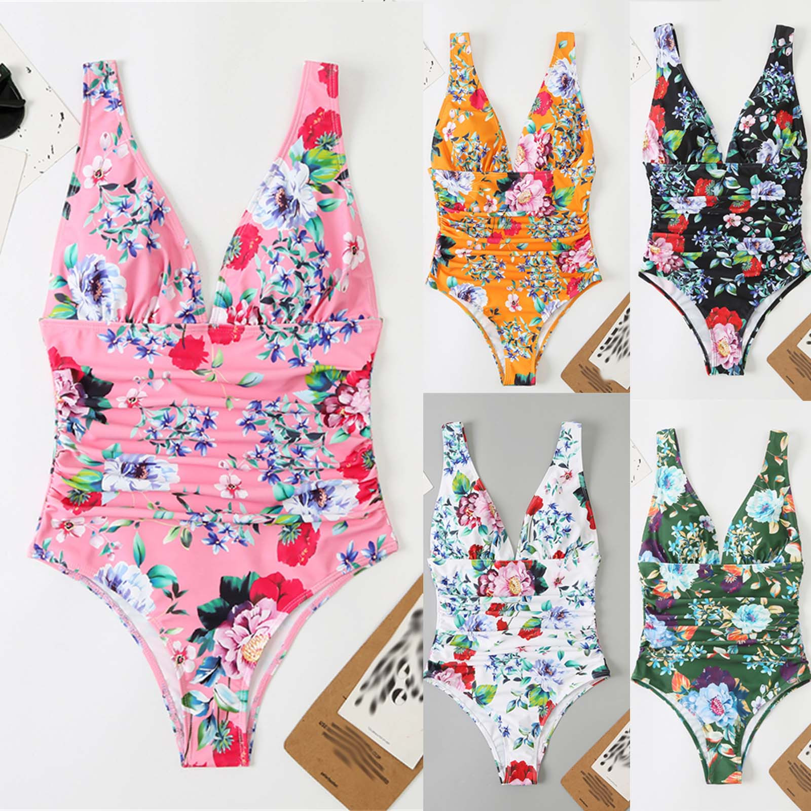 Edhitnr Womens Swimsuits Sexy V Neck Spaghetti Straps One Piece