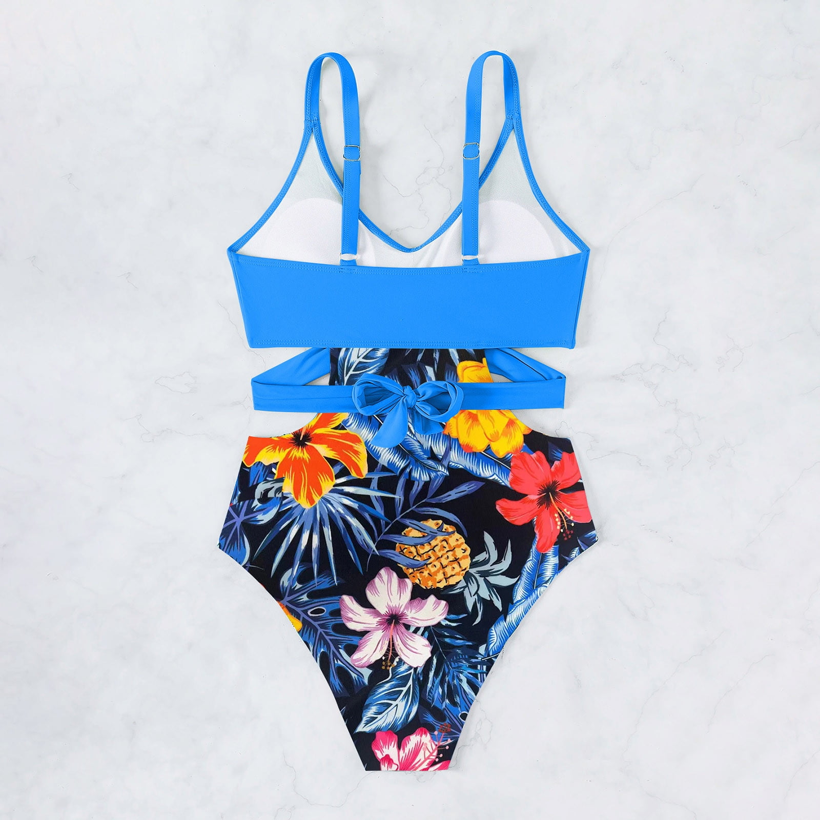 Edhitnr Womens Swimsuits Spring Fashion Floral Pattern Scoop Neck