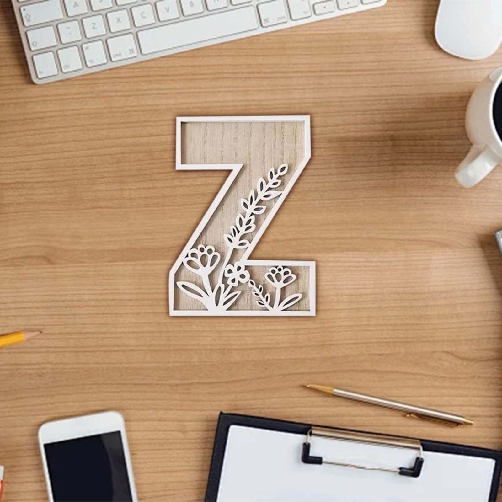 EDHITNR Wood Flower Carved Letter Decor, Handcrafted Wooden Wall Art ...