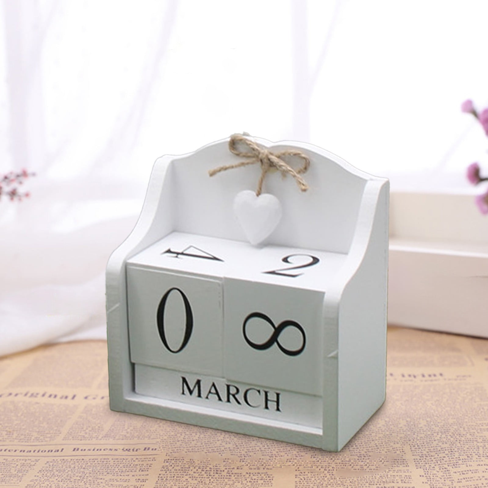 EDHITNR Wooden Desktop Calendar, Decorative Wooden Block Calendar ...