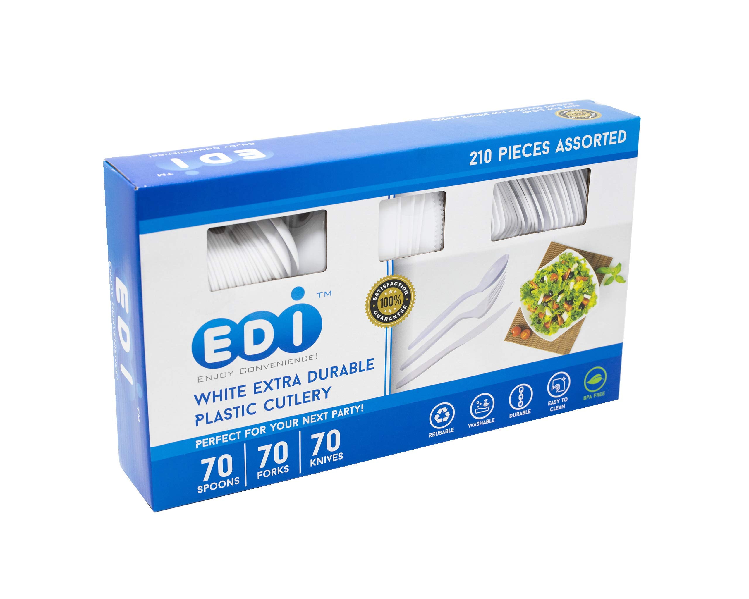EDI [210 Piece] White AIF9 Disposable Plastic Cutlery Set, Assorted ...