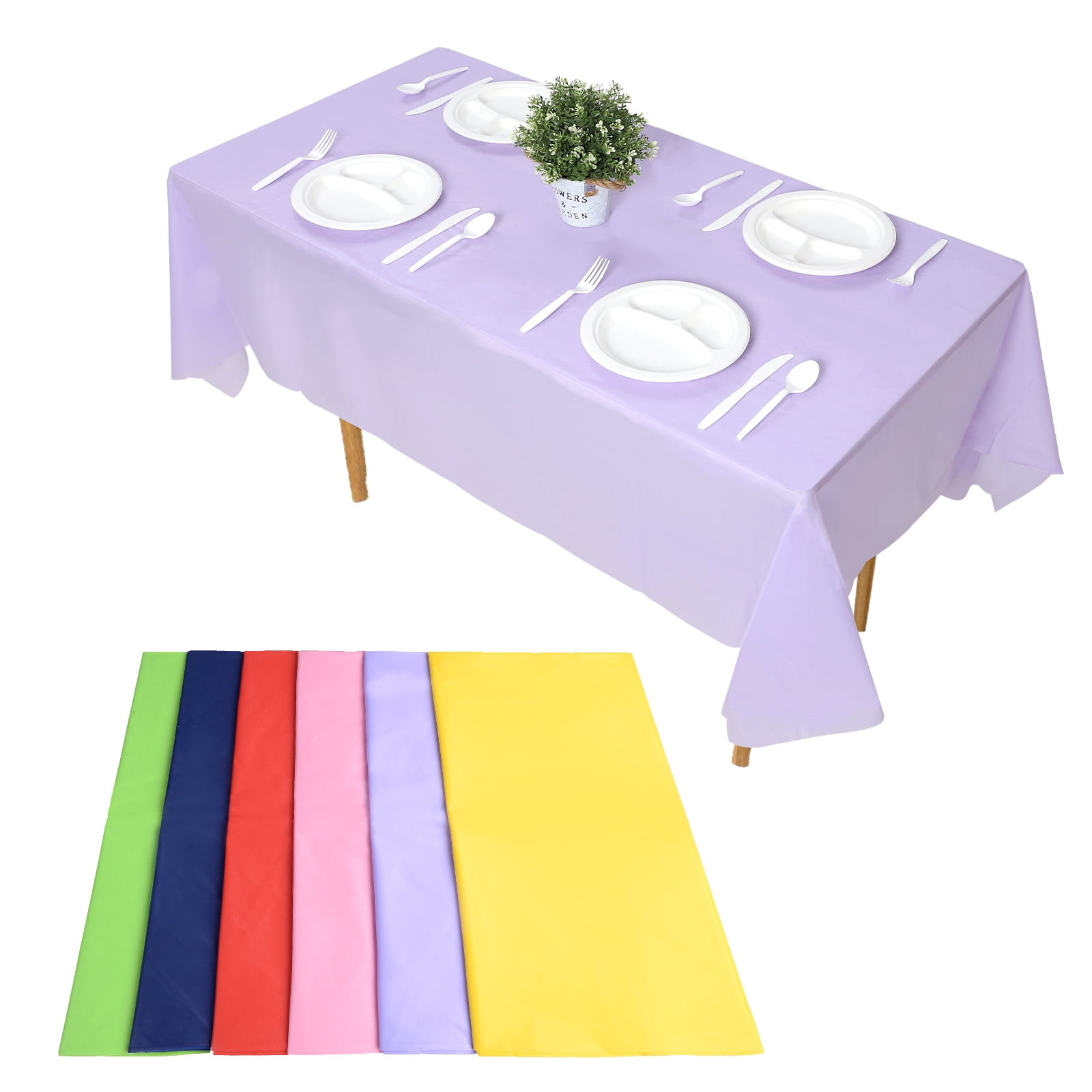 EDI Disposable Tablecloth 12 Packs (Assorted Colors, Rectangular ...