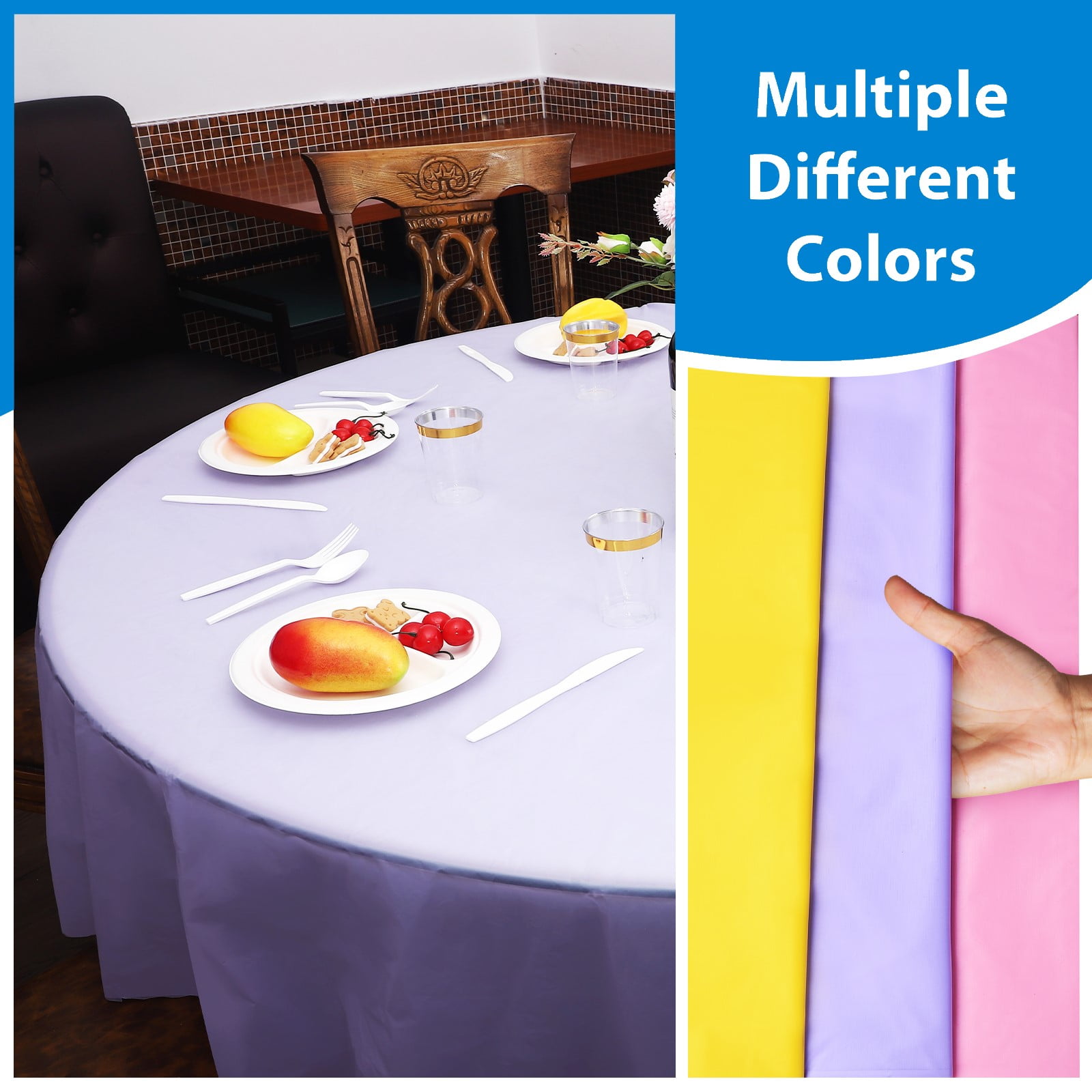 EDI Disposable Tablecloth 12 Packs (Assorted Colors, Round) - Walmart.com