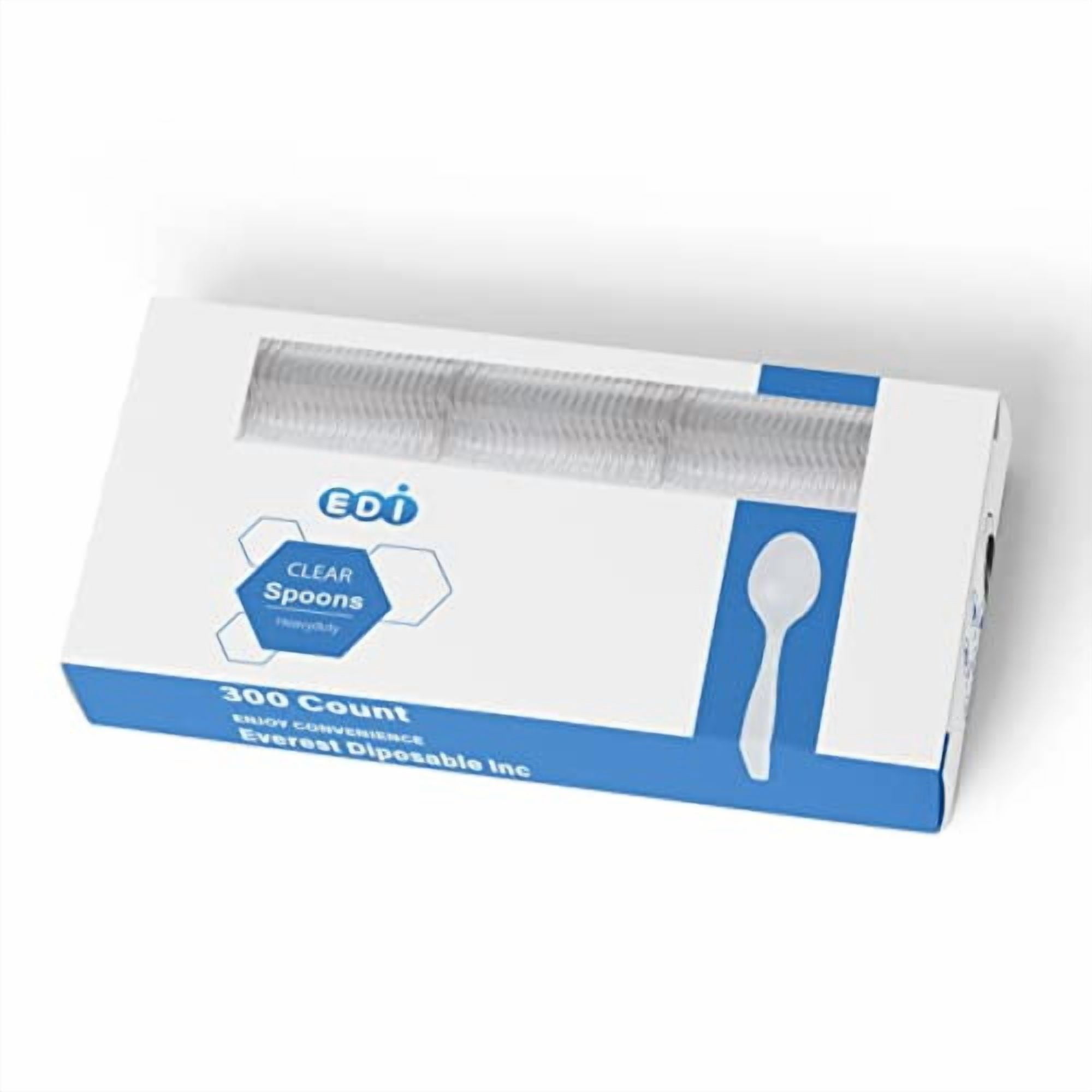 EDI Heavy-Duty Disposable Spoons, Extra Durable Plastic, Clear, 300 Pc ...