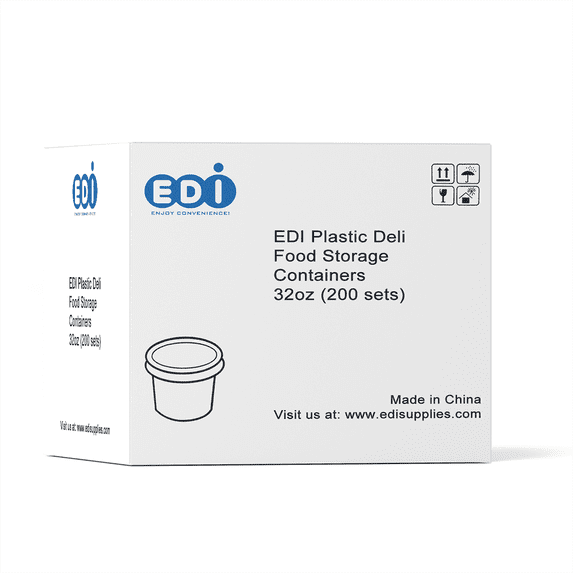 EDI-Round Deli Containers, Microwavable with Lids (32 oz, 200 sets ...