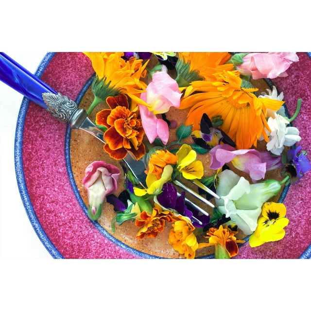 EDIBLE FLOWER MIX Seeds - 16 Types: Marigold Daisy Viola Safflower Alyssum Hyssop Hollyhock ...