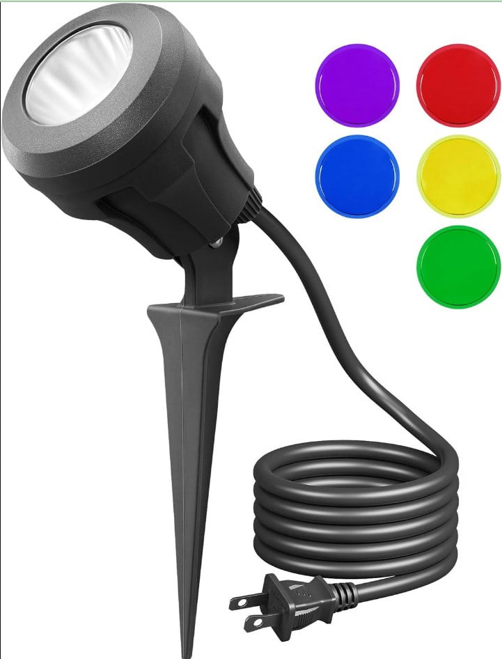 EDISHINE 120V Spotlight for decoration, 5 Extra Color Lenses, 4.8W ...