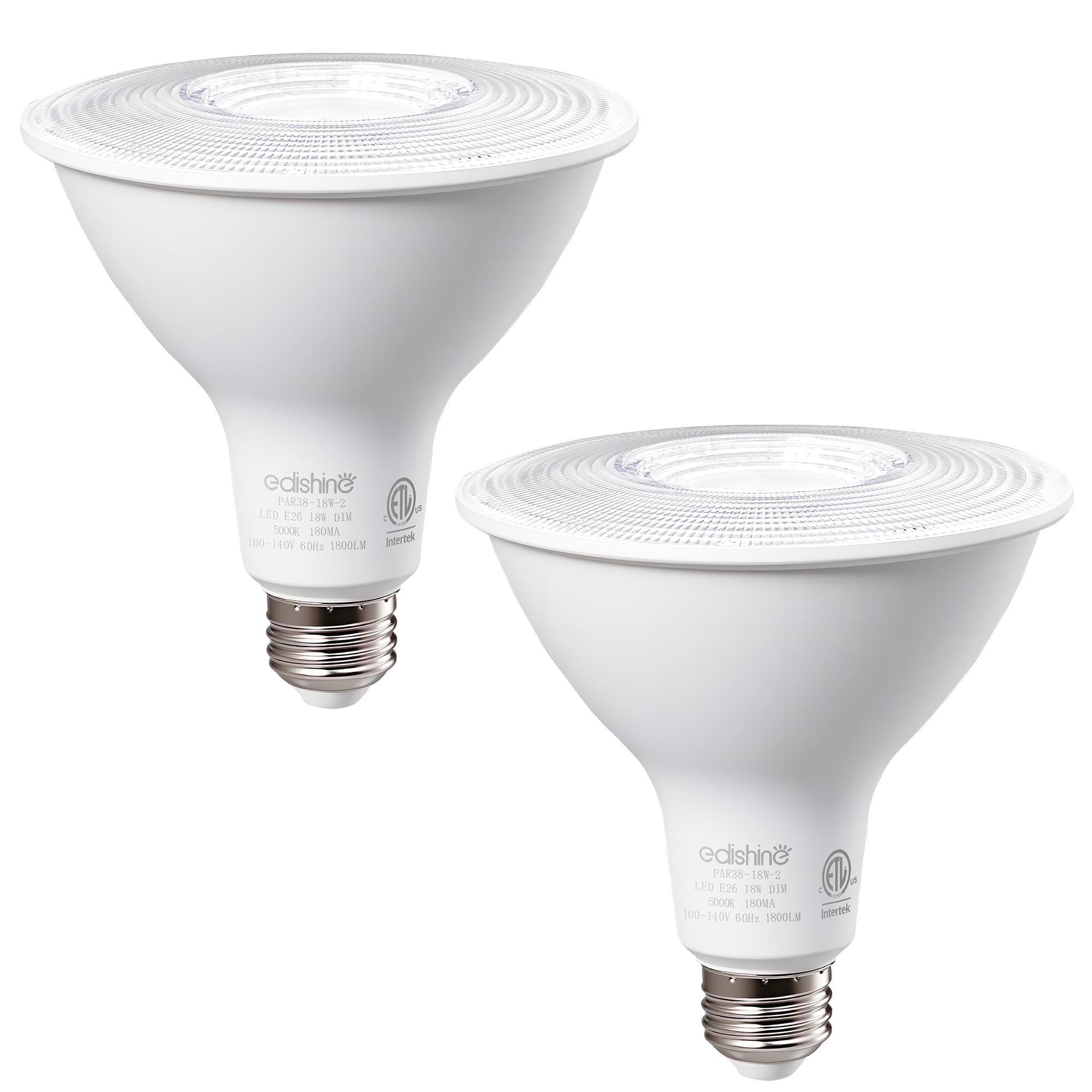 EDISHINE 2-Pack LED PAR38 Outdoor Flood Light Bulbs, 18W (120W ...