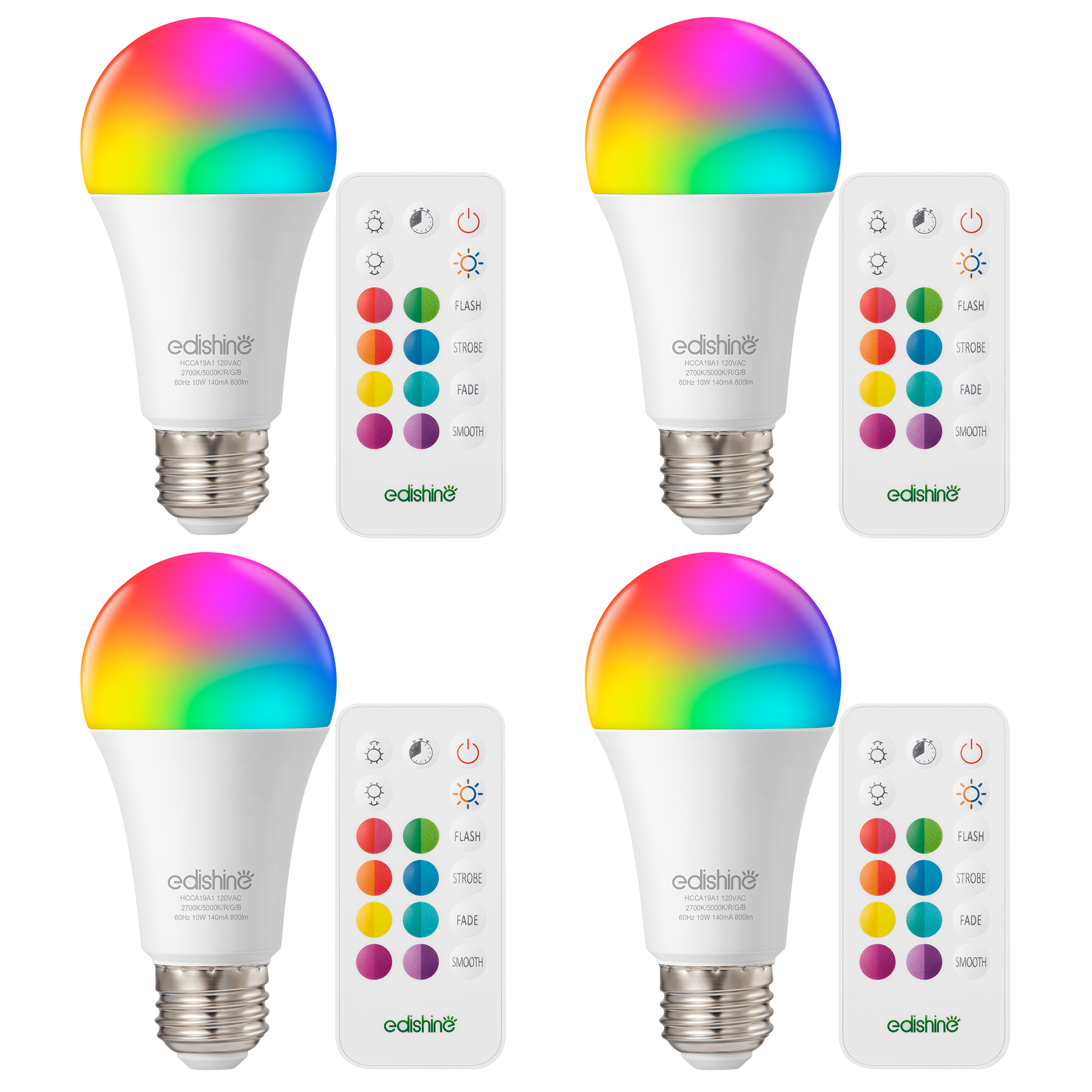 Color Changing LED Light Bulb with Remote Control-8 Pack - Walmart.com