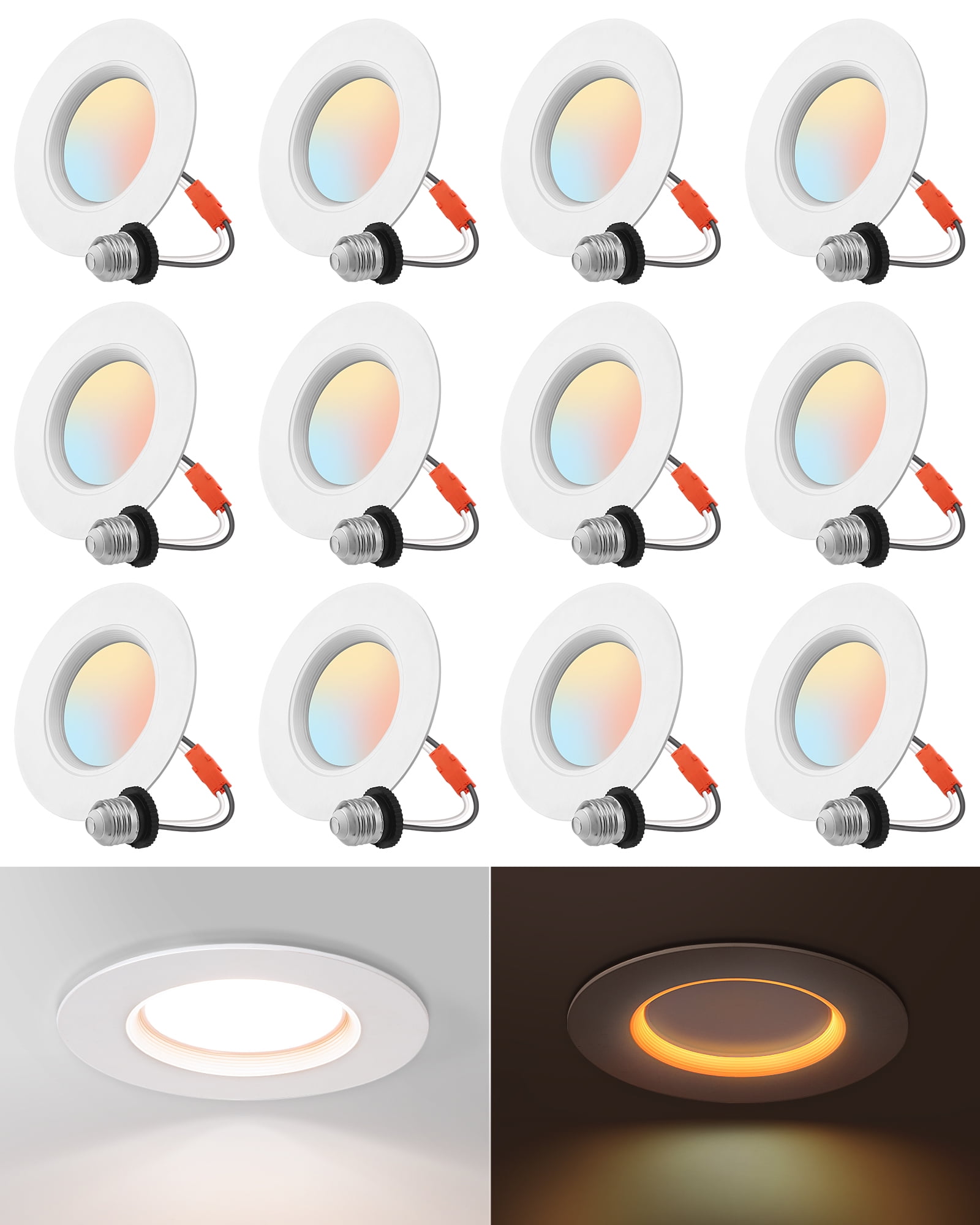 Free Shipping! EDISHINE 4 in. LED Recessed Lights with Night Light ...