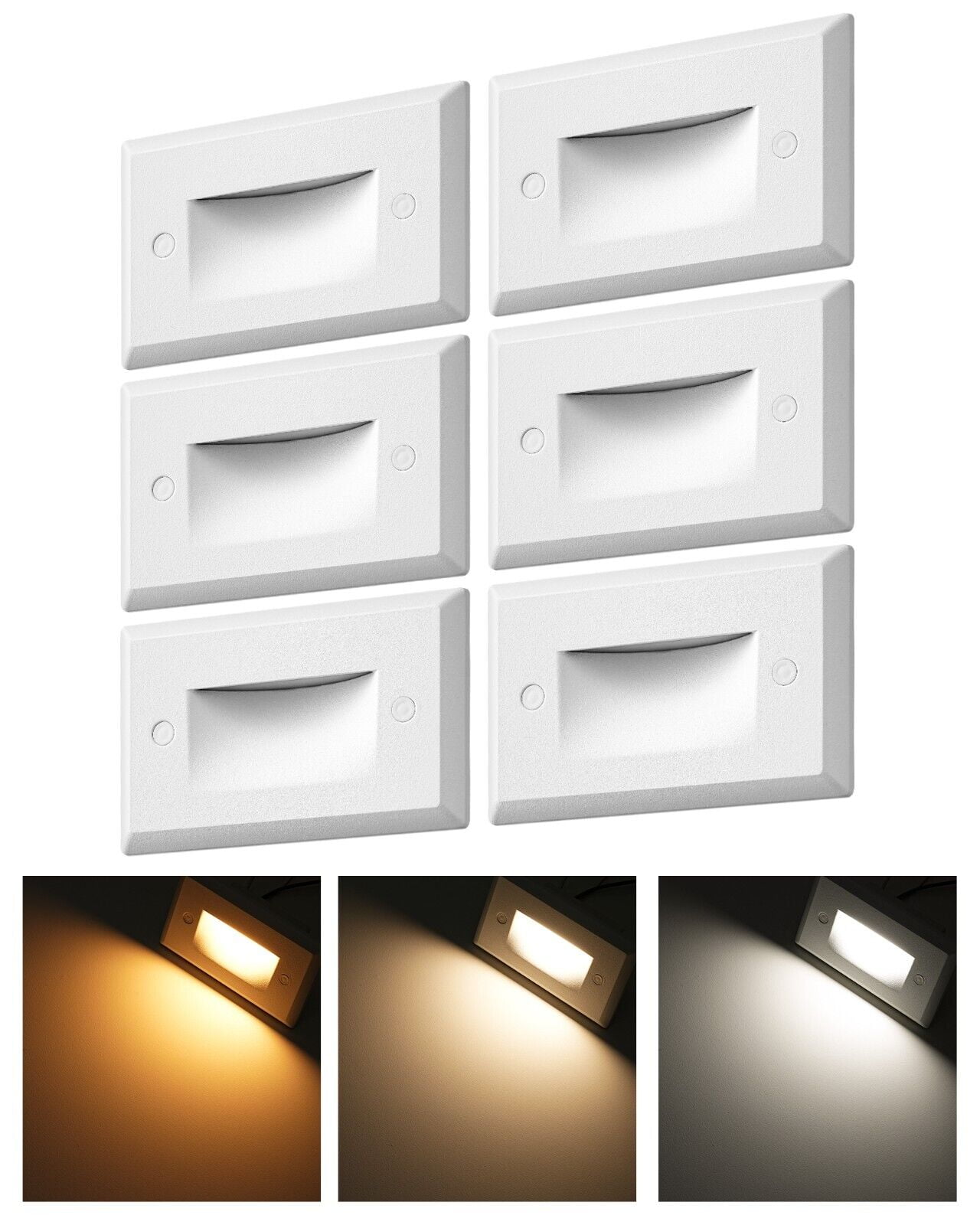 EDISHINE 6-Pack 2.5W Dimmable LED Step Lights, Waterproof LED Stair ...