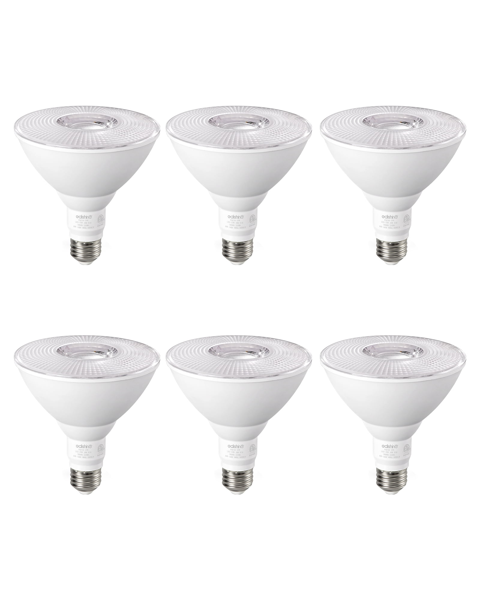 EDISHINE 6 Pack LED Par38 Outdoor Flood Light Bulbs, 18W (120W ...