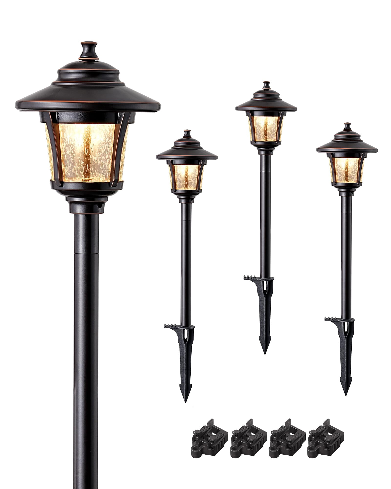 EDISHINE Low Voltage Landscape Lighting, 12V 3W 120LM Seed Glass ...