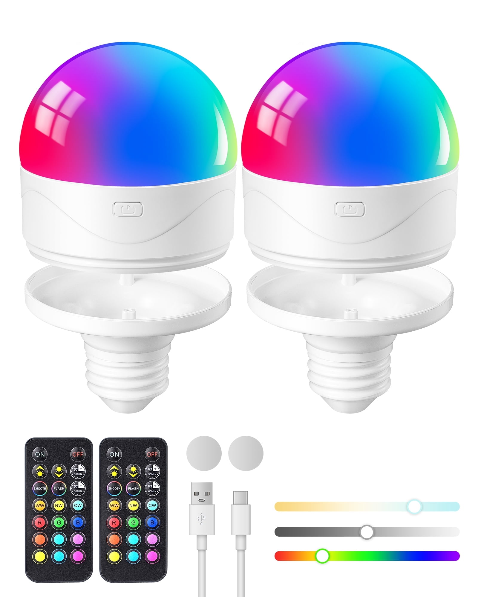 EDISHINE Rechargeable Light Bulb with Remote Control, 3000mAh Battery ...