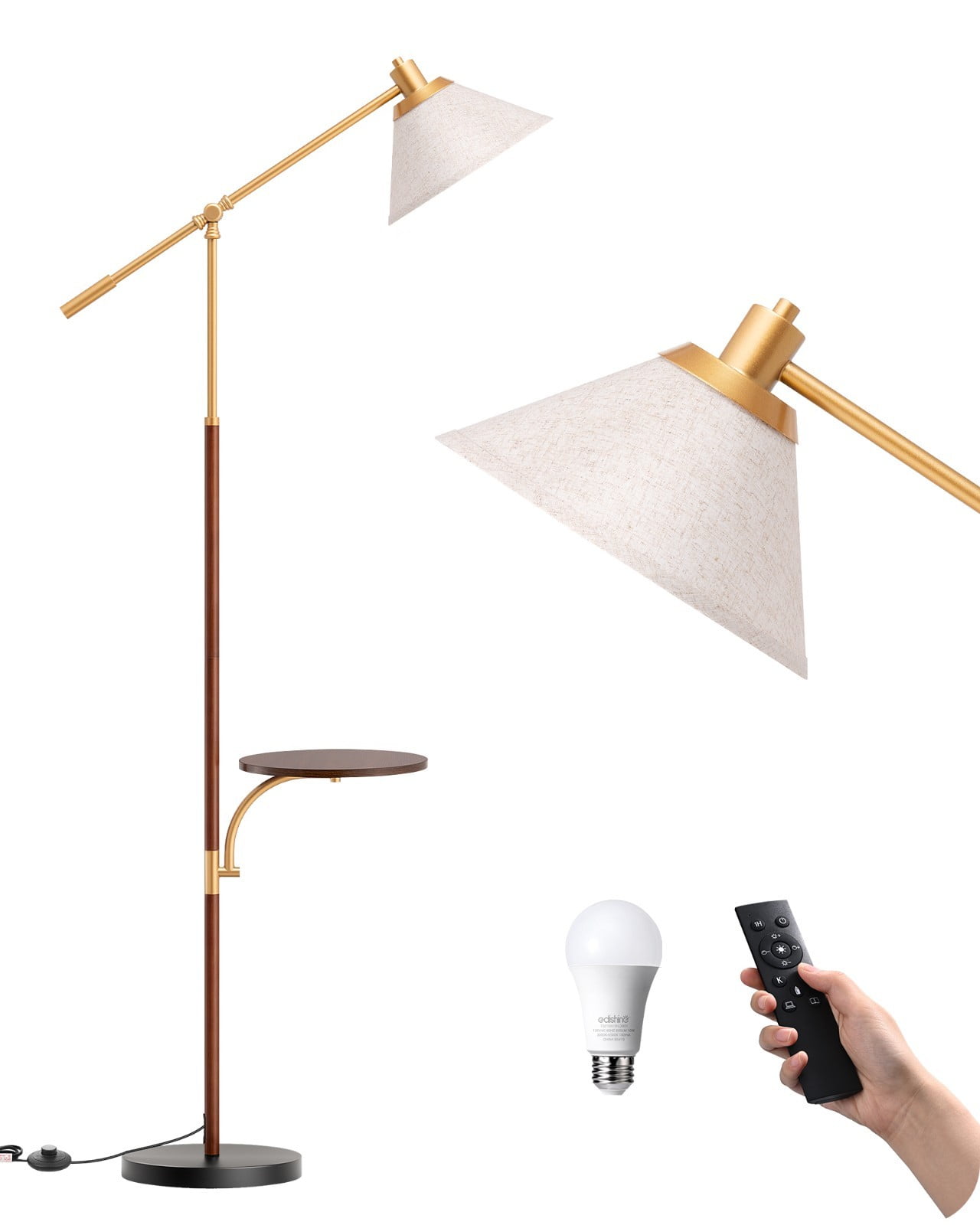 EDISHINE Vintage Standing Lamp for Living Room, Reading Light with ...