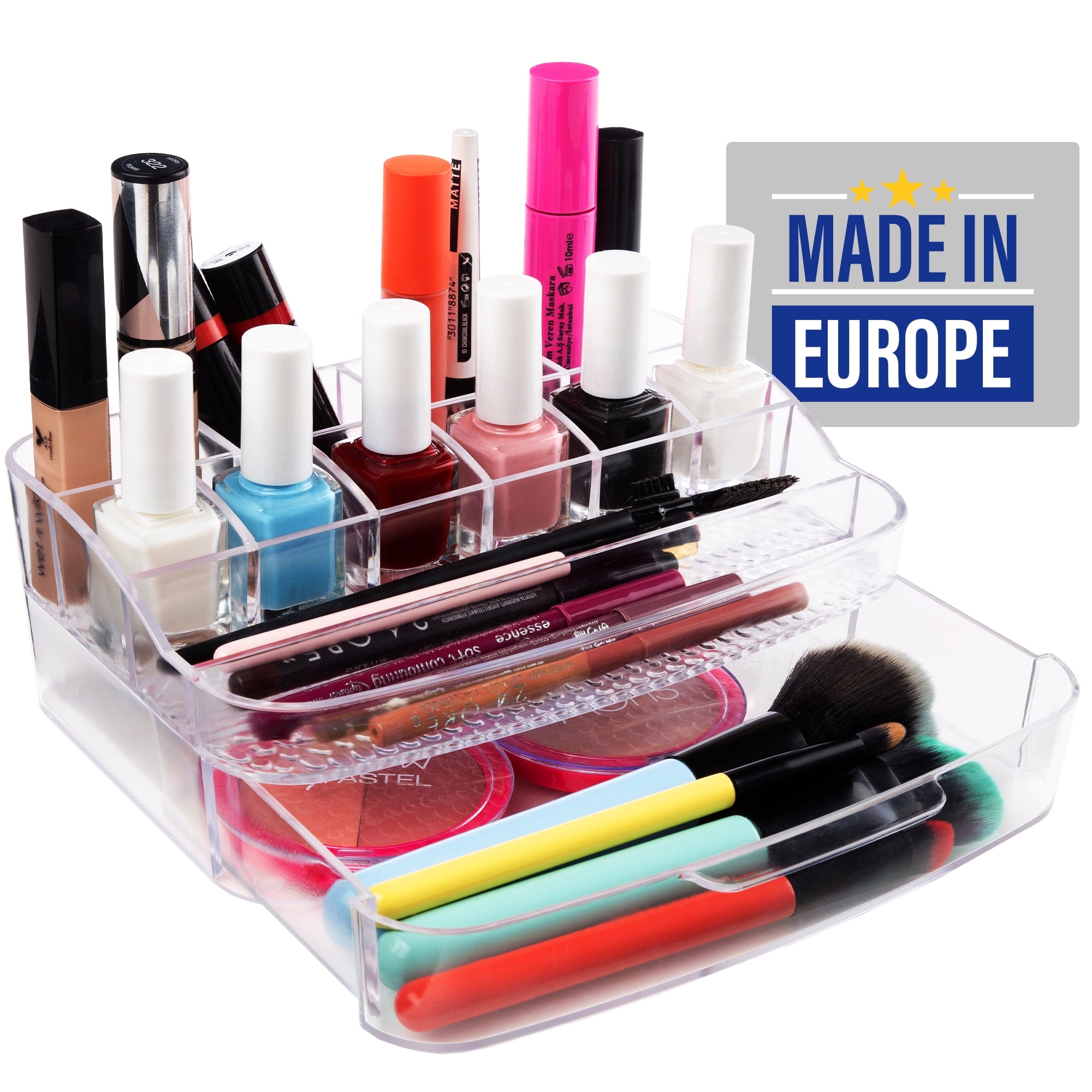 EDNA HOME Transparent Acrylic Makeup Organizer with Drawer, Clear ...