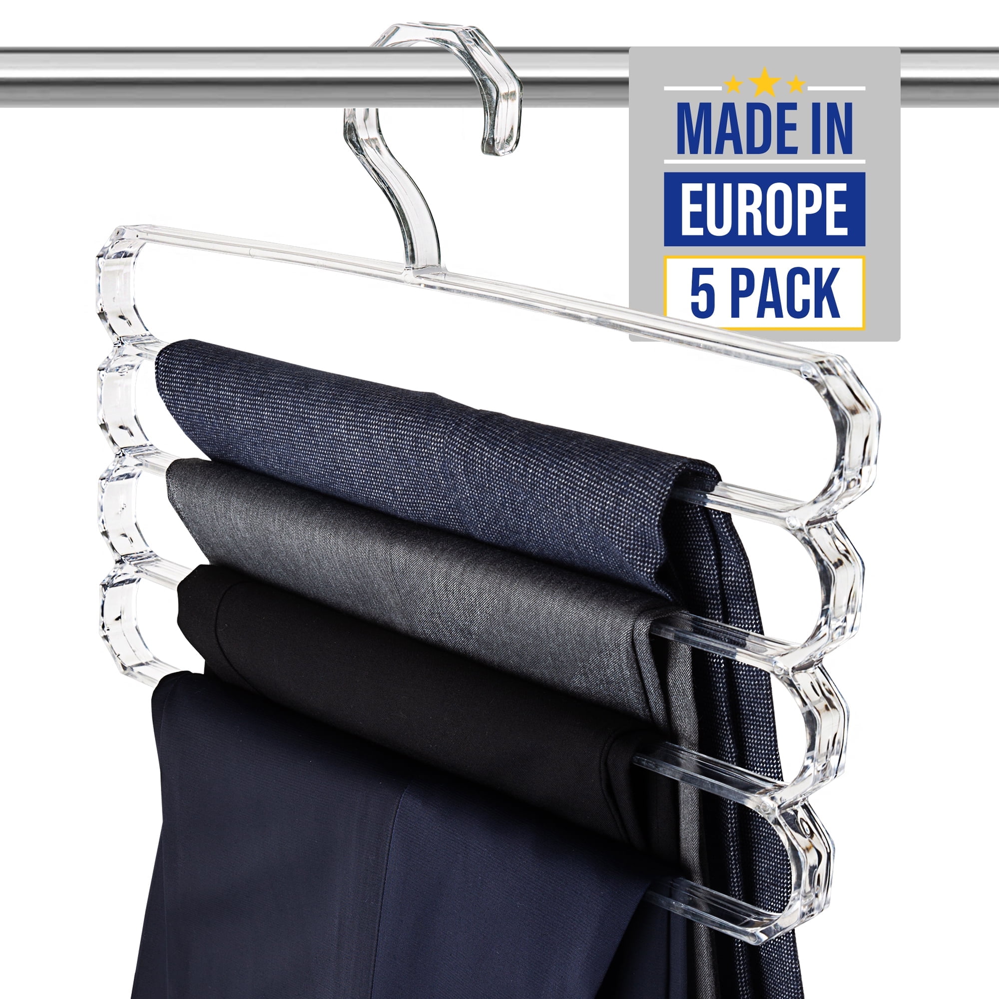 EDNA HOME Space Saving Pants Hanger, 4 Layer, 5 Pack - Walmart.com