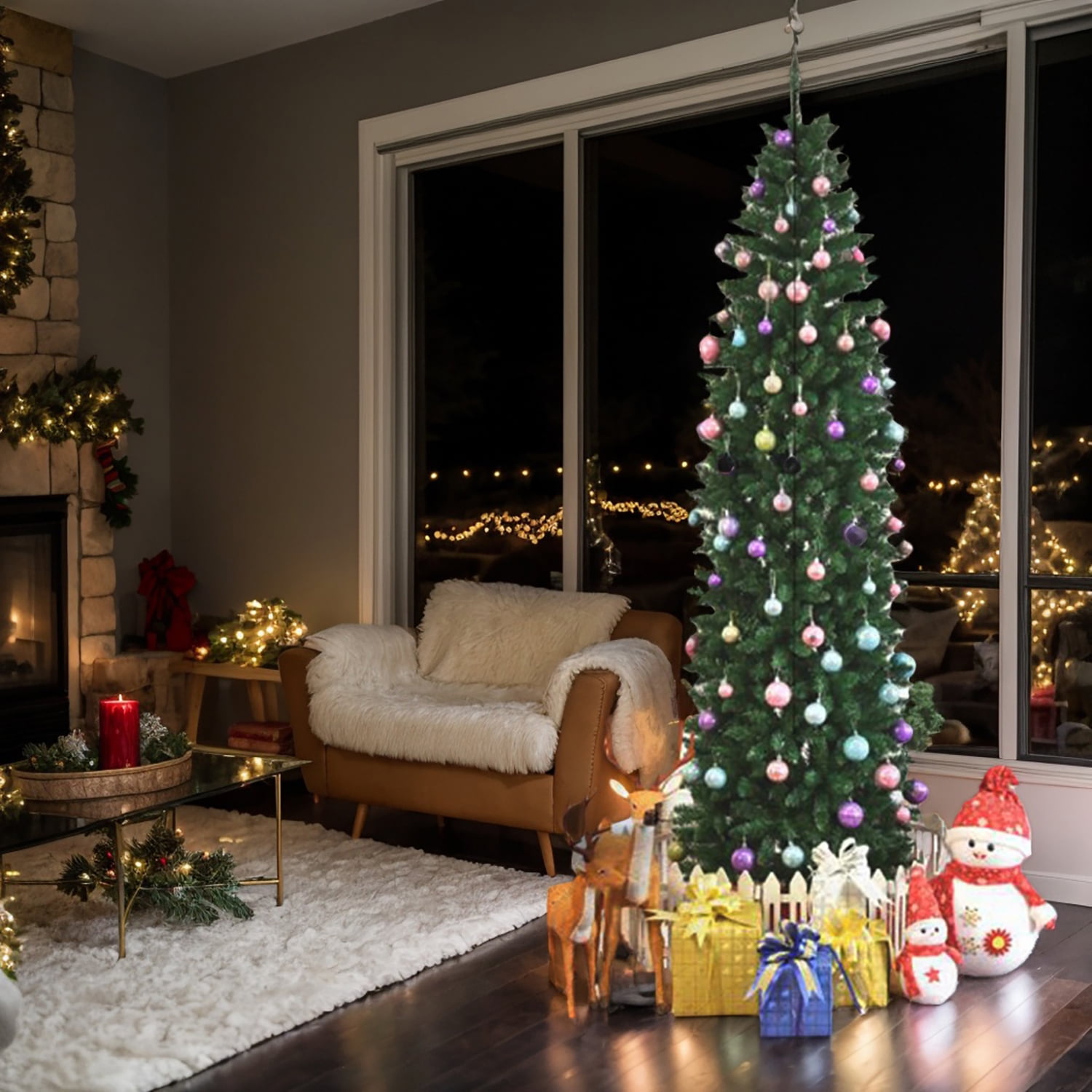 EDOEMSE LARGE PVC CHRISTMAS TREE PEN HOLDER, 7.5FT TALL, Pointed Design ...