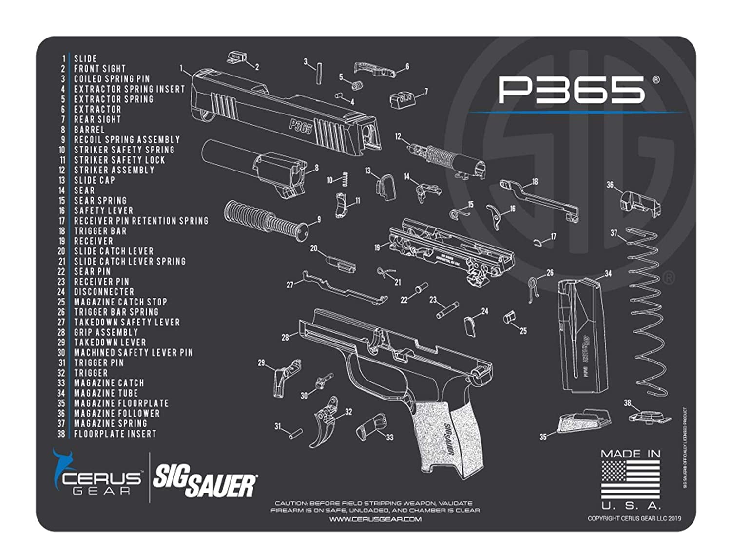 EDOG P365 Gun Cleaning Mat - Schematic (Exploded View) Diagram ...