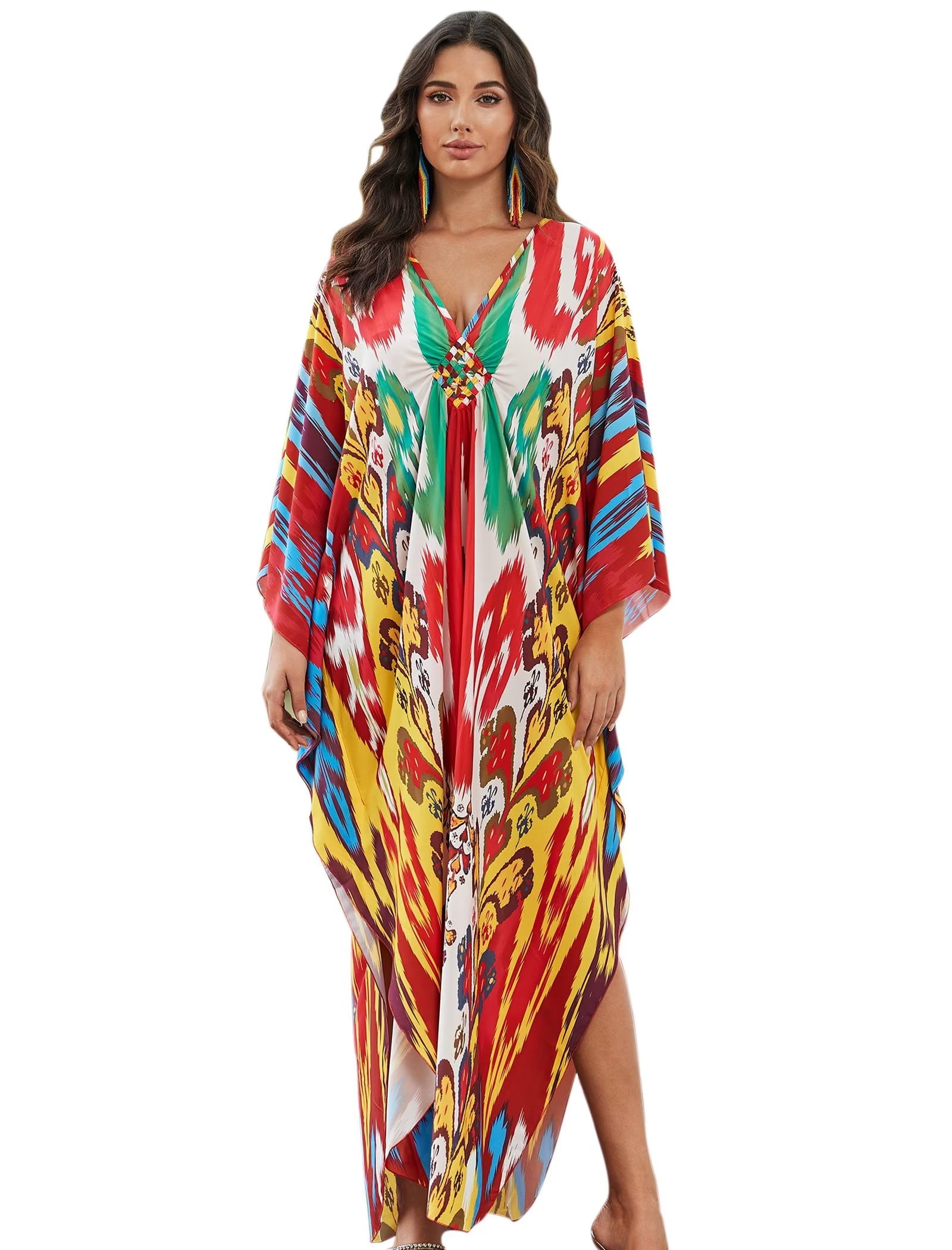 EDOLYNSA Colorful Printed Caftan for Women Plus Size Kaftan Dresses ...