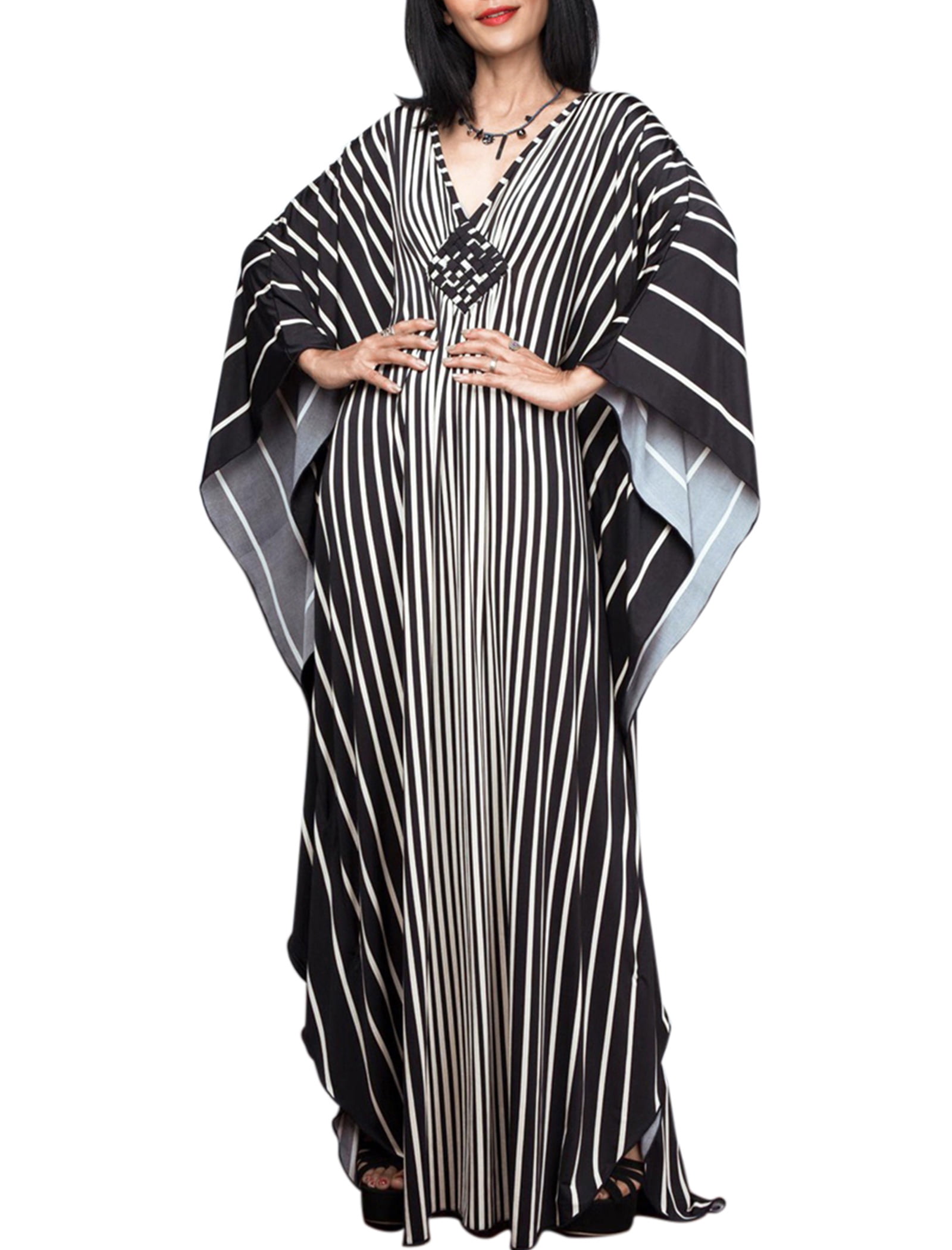 EDOLYNSA Maxi Kaftan Dresses for Women Moroccan Caftans with Batwing ...