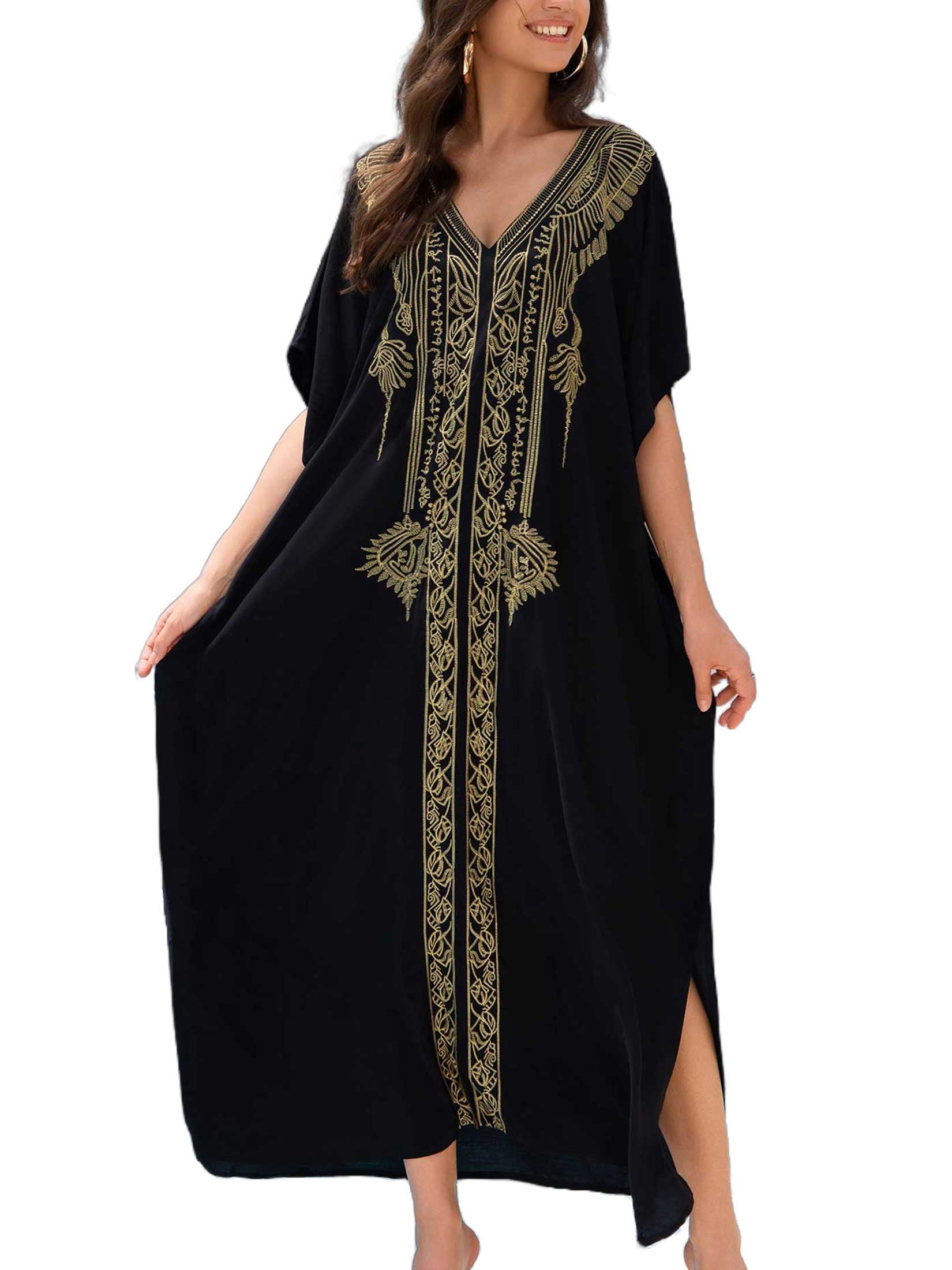 EDOLYNSA Moroccan Kaftan Dresses for Women Plus Size Caftans Loungewear ...