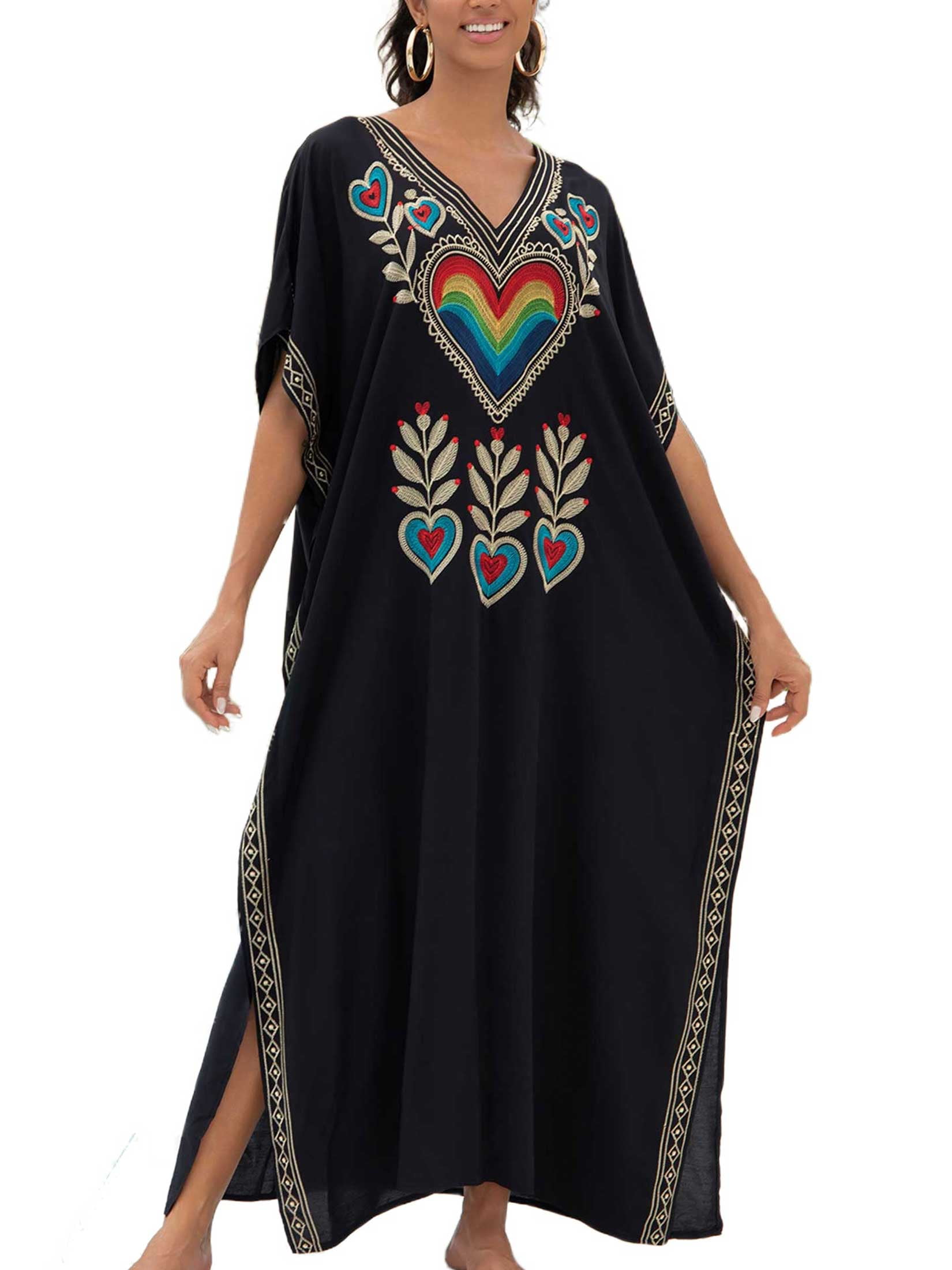 EDOLYNSA Moroccan Kaftan Dresses for Women Plus Size Caftans Loungewear ...