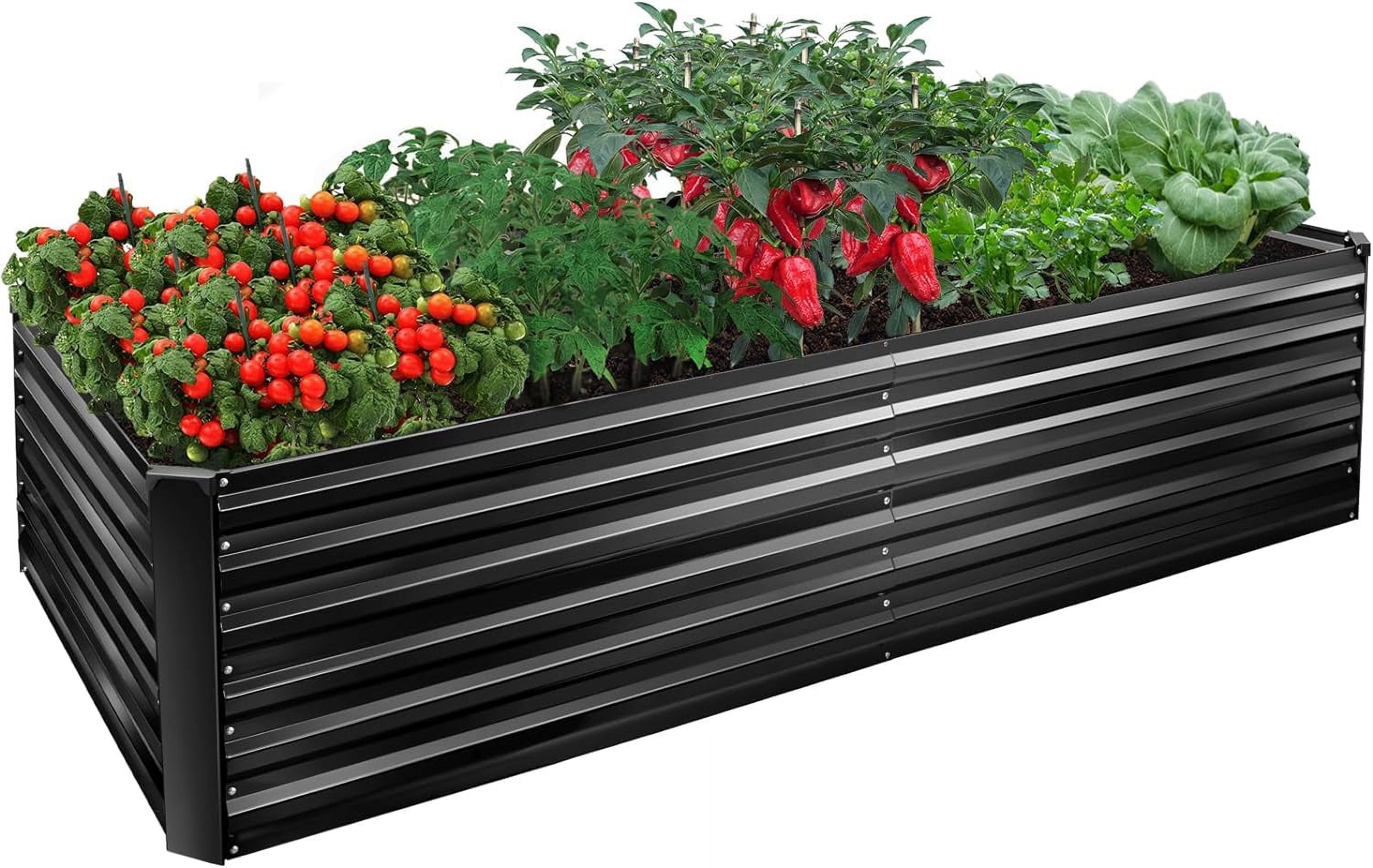 EDOSTORY Metal Raised Bed Garden Bed Kit, 8x4x2ft Tall Galvanized ...