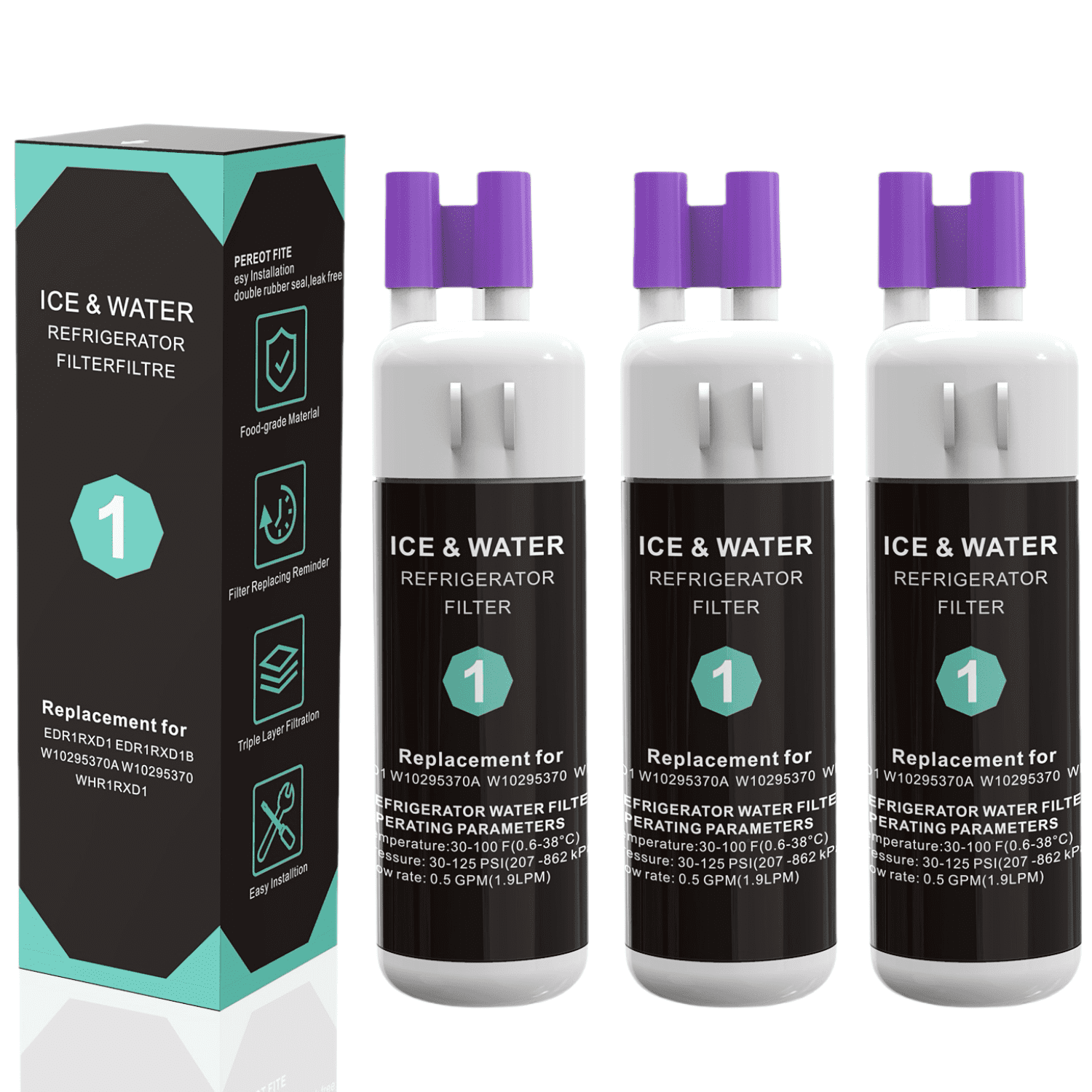 RONEMOD EDR1RXD1 Water Filter 1, Compatible with WHR1RXD1, W10295370A ...