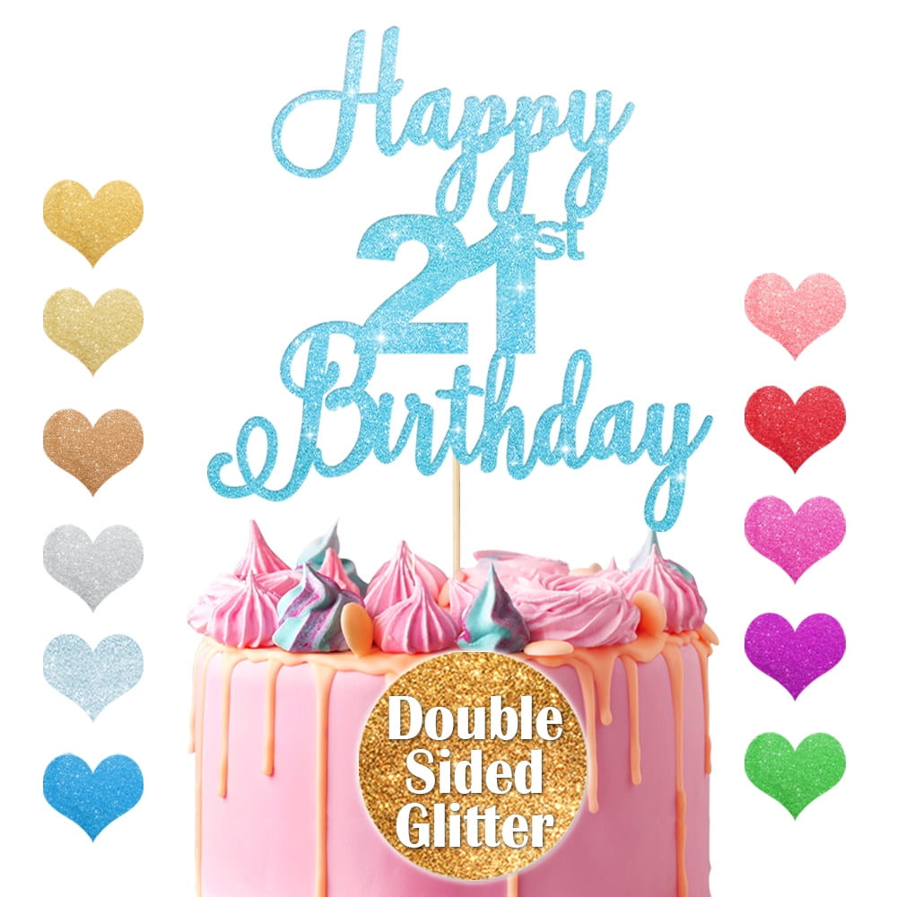 Happy 21st Birthday Cake Topper, Cheers to 21 Years Sign, 21 & Fabulous ...