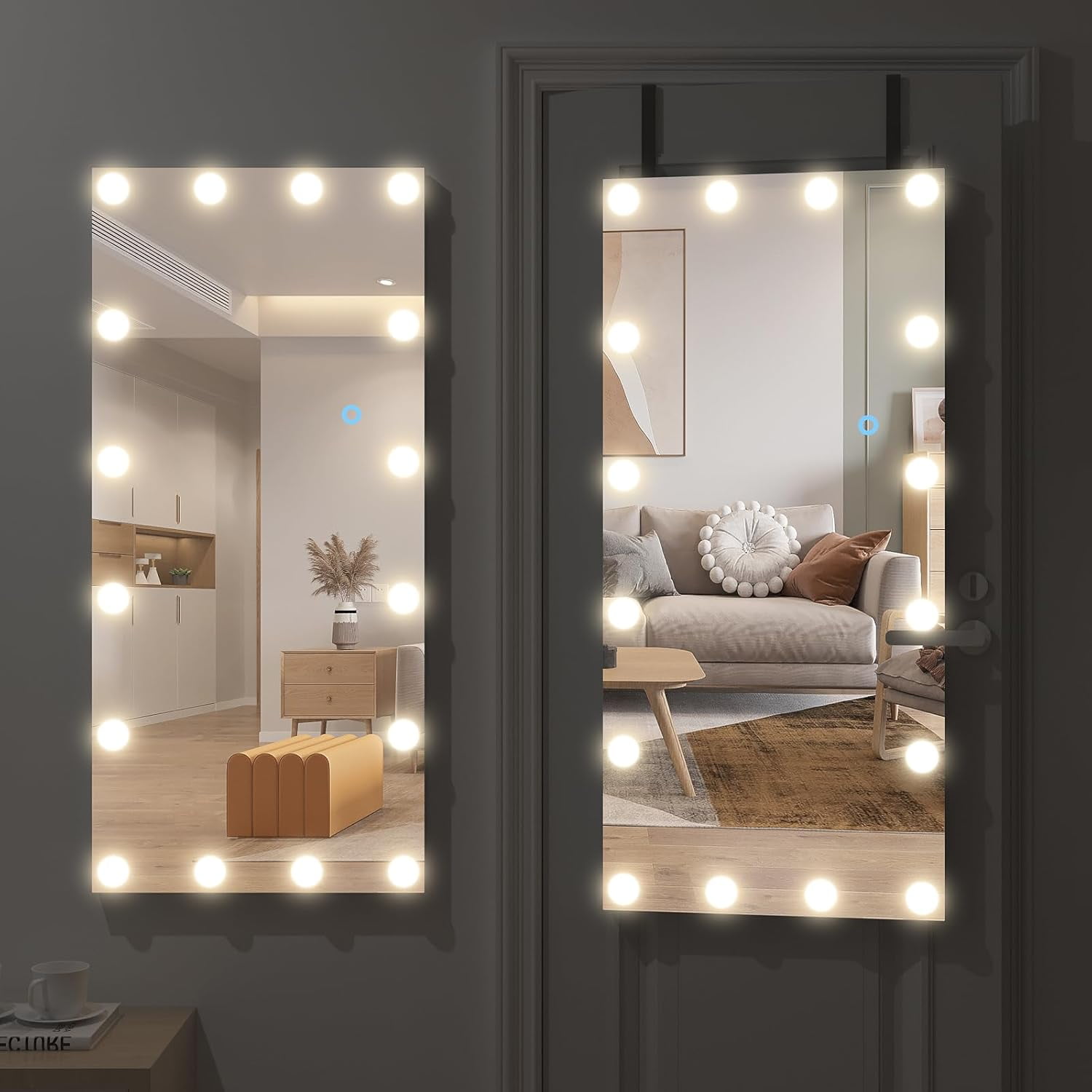 EDTEMI LED Lighted Wall Mounted Mirror,Full-Length with LED Lights ...