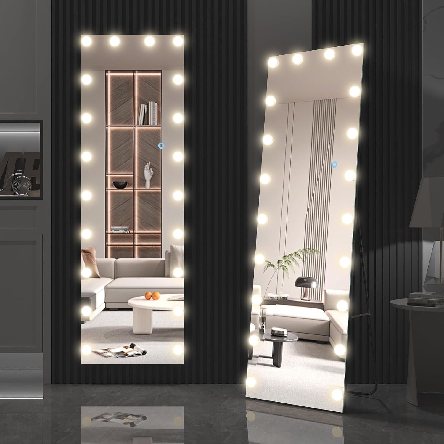 EDTEMI LED Lighted Wall Mounted Mirror,Full-Length with LED Lights ...