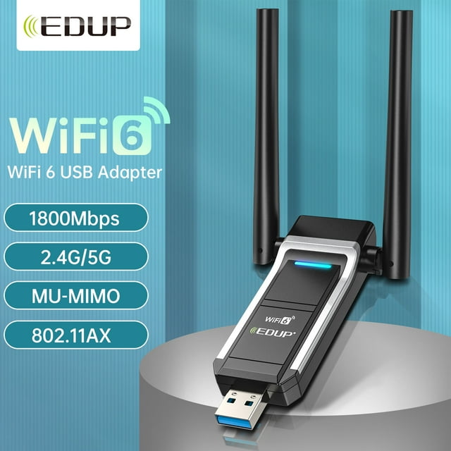 EDUP AX1800 USB WiFi 6 Adapter Wireless Network Adapter Dual Band 5Ghz/2.4Ghz Dual Antenna for ...