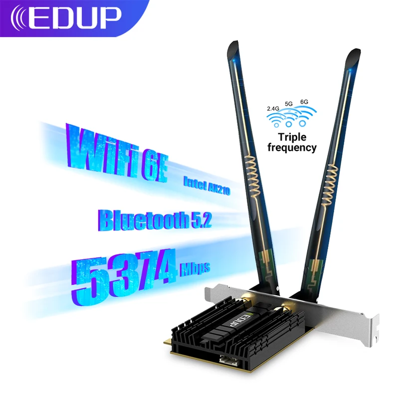 EDUP Wifi 6E Wireless PCIE M.2 Bluetooth 5.3 PCI Expres Network Card 5374Mbps 802.11ax PCI-e ...