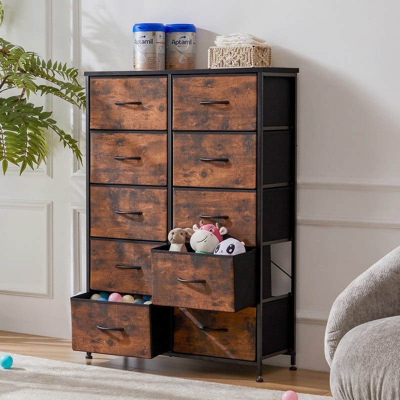 EDX 10-Drawers Dresser, Sturdy Fabric Organizer for Living Room ...