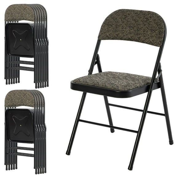 EDX 12 Pack Folding Chairs with Padded Cushion and Back, Fabric ...