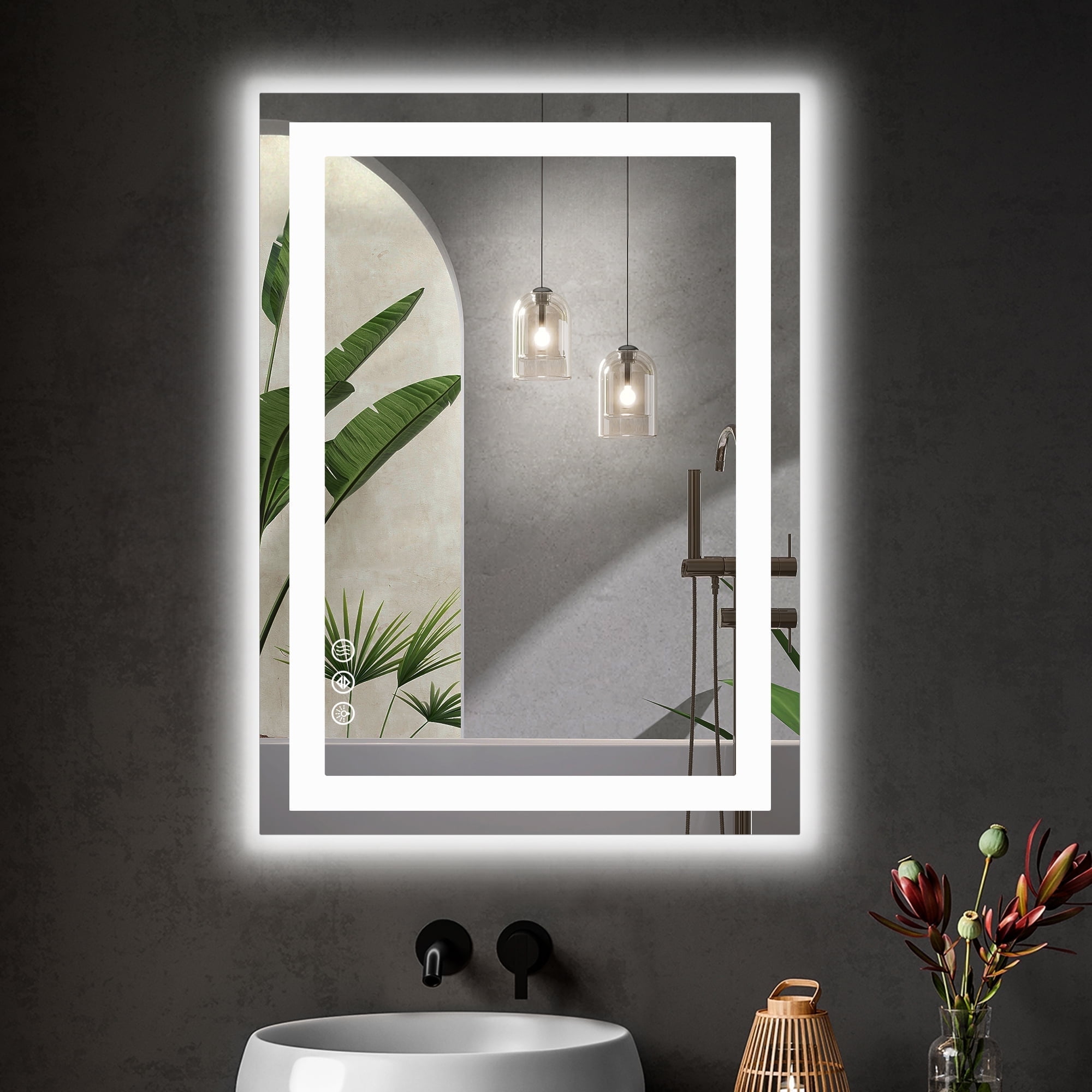 EDX 24"X32" Anti-fog LED Bathroom Mirror with Dual Light Source and ...