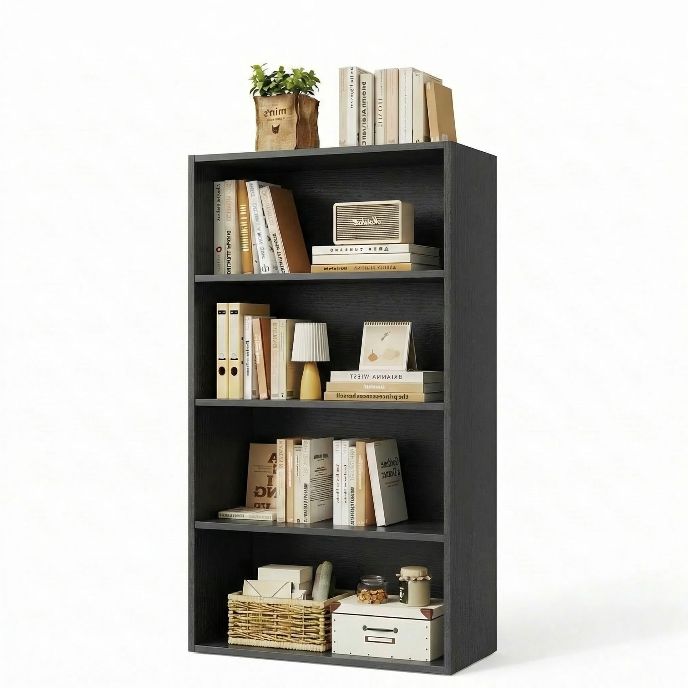 EDX 4 Tier Bookcase Storage, 42 Inch Large Tall Floor Standing Open ...
