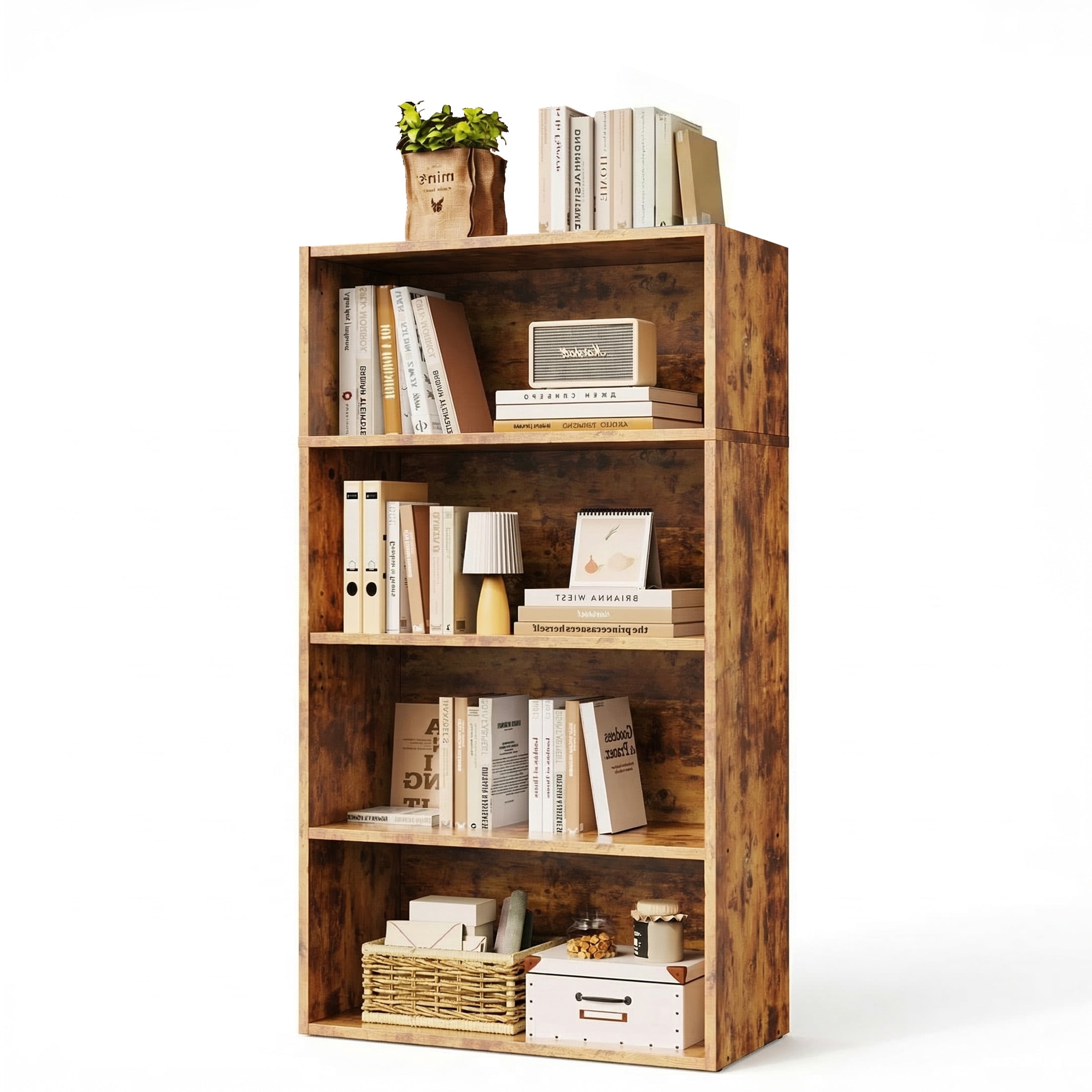 EDX 4 Tier Bookcase Storage, 42 Inch Large Tall Floor Standing Open ...